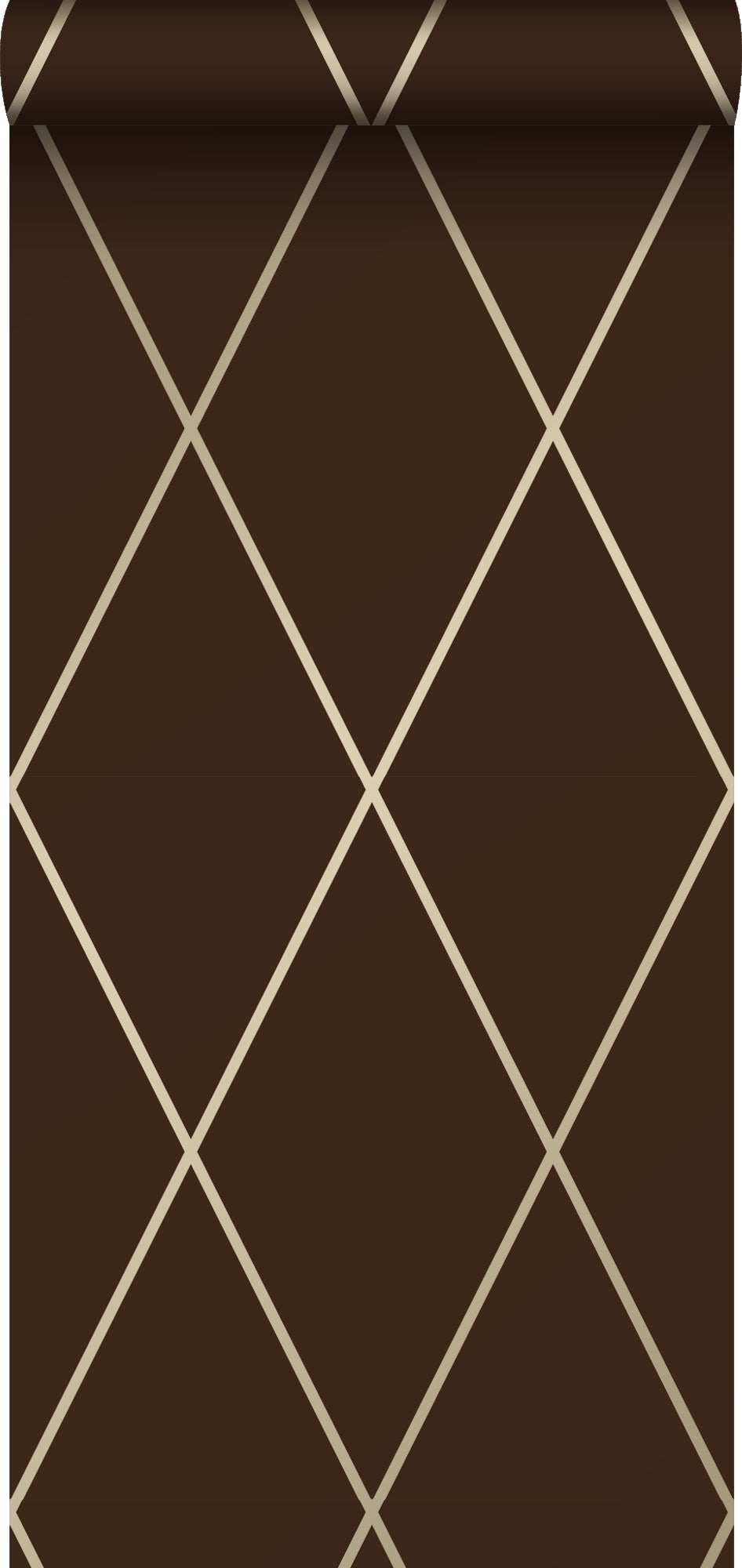 Papel pintado rombo marrón mate y bronce brillante - 53 cm x 10,05 m ...