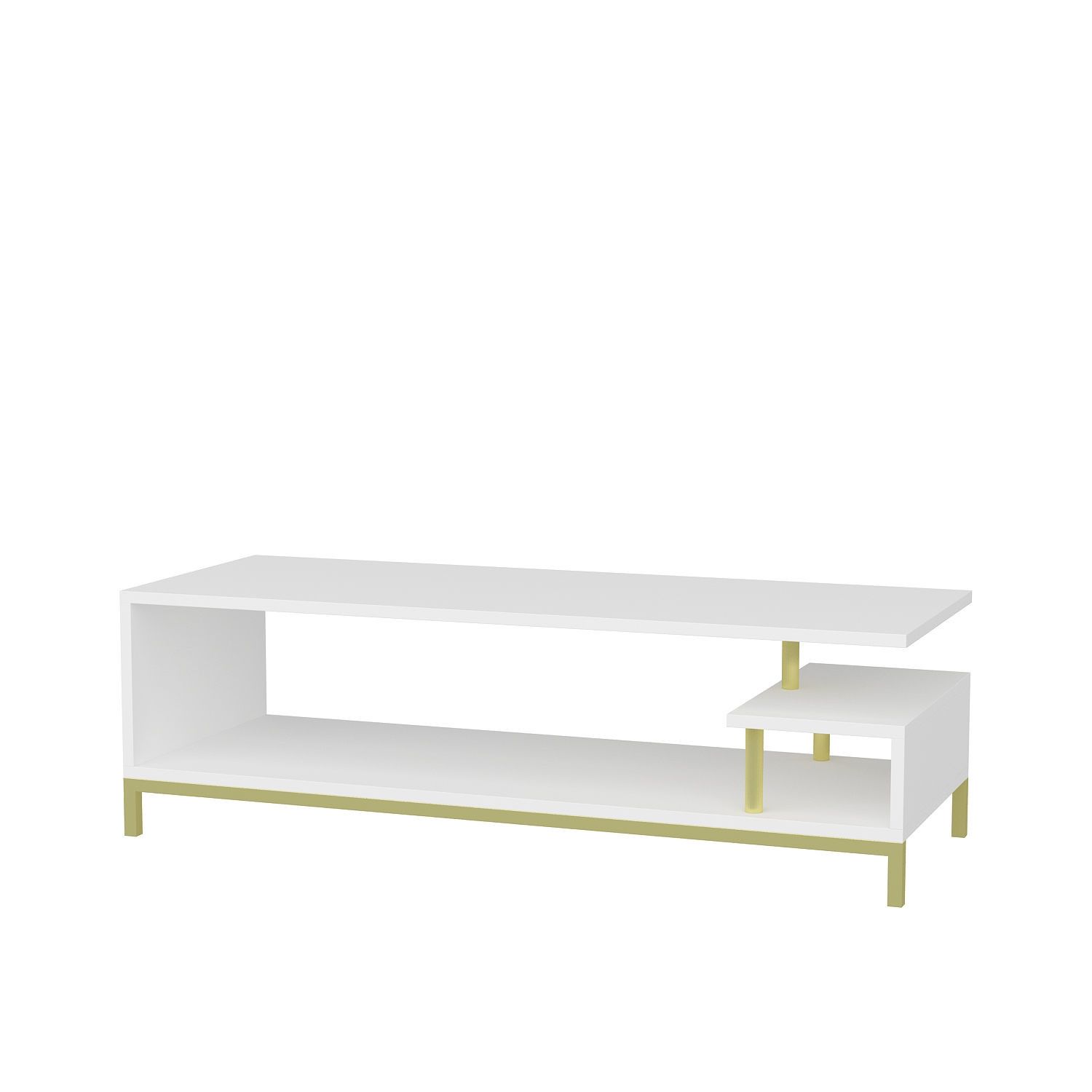 Meuble Tv design Kyrisa L120cm Métal Or et Bois Blanc | Leroy Merlin