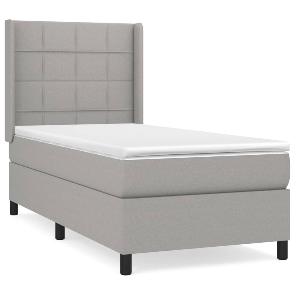 Cama box spring con colchón tela gris claro 100x200 cm | Leroy Merlin