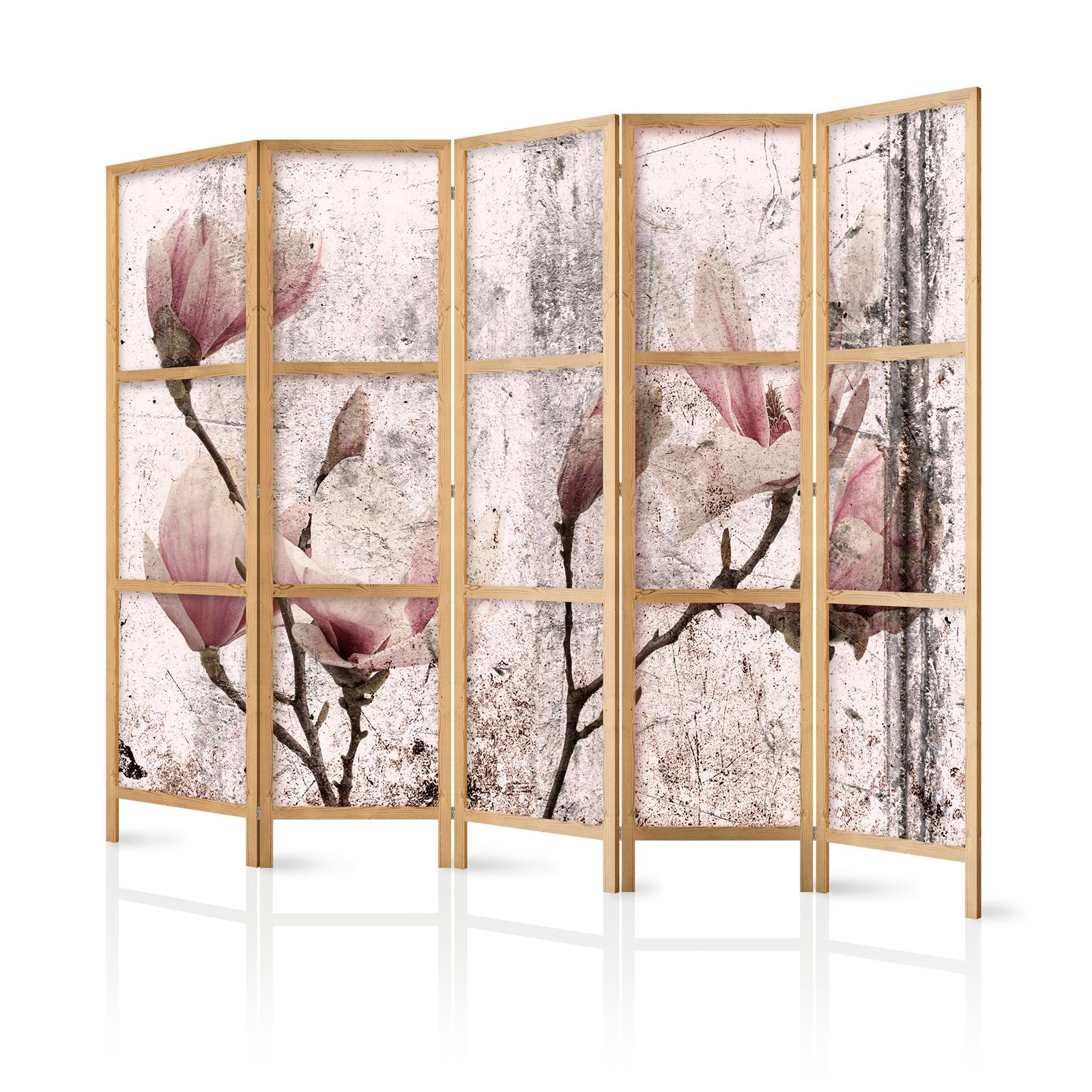 Paravent japonais Magnolias Vintage 225 x 172 cm Marron, rose | Leroy ...
