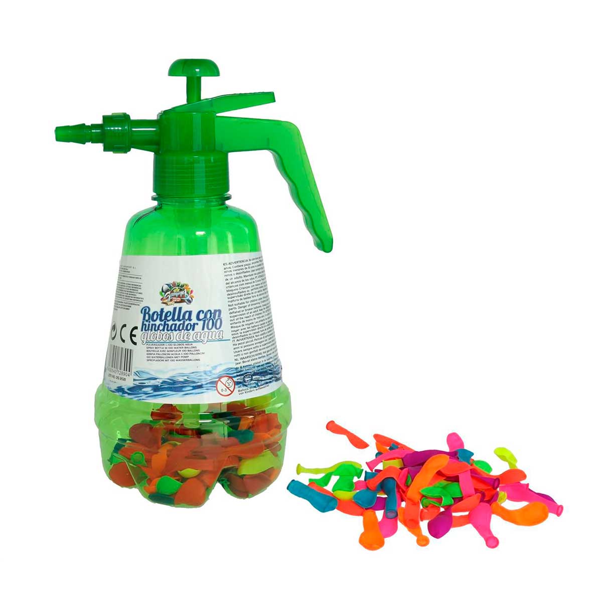 Botella con hinchador para globos + 100 globos +3A verde | Leroy Merlin