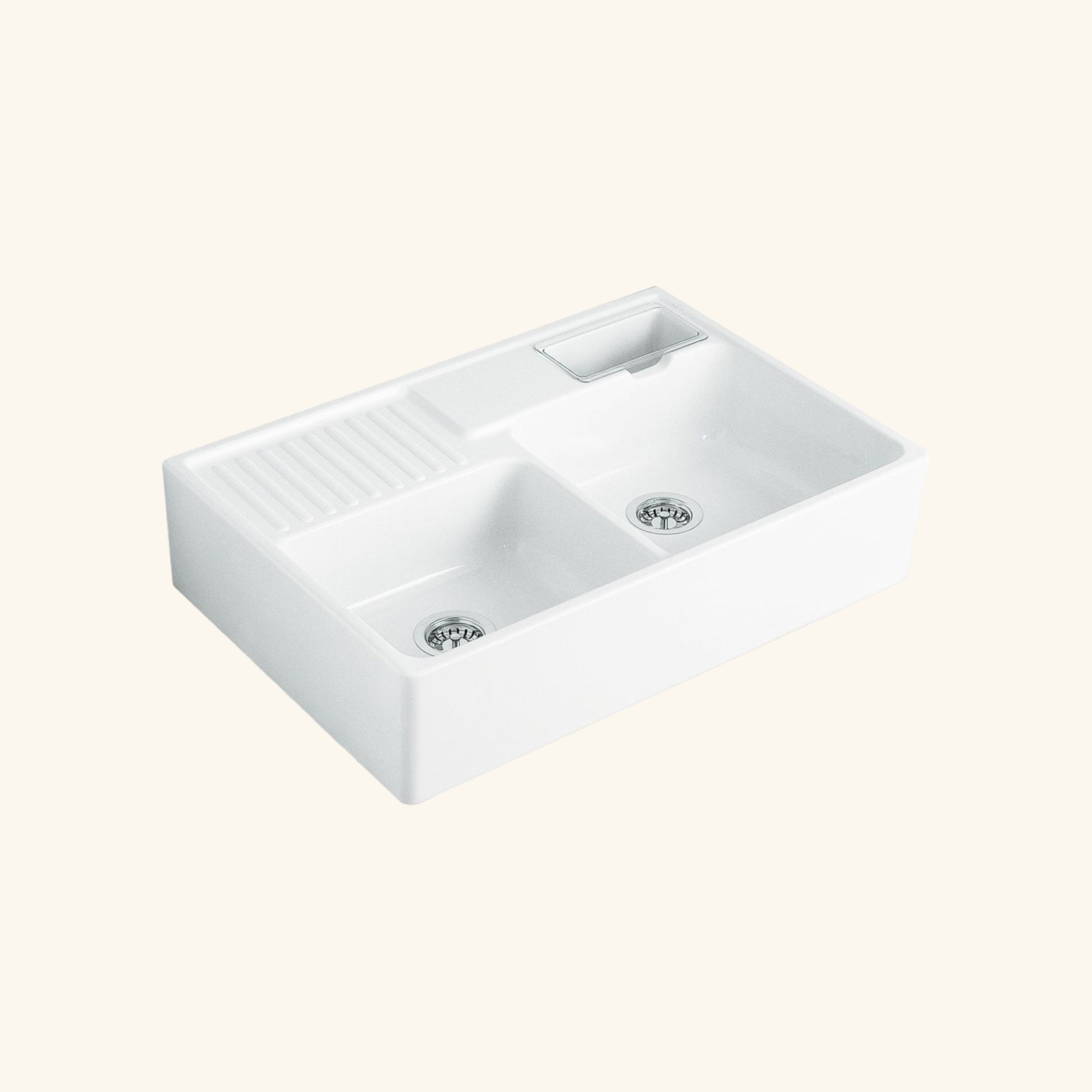 Evier timbre d'office céramique blanc Villeroy & Boch TRADITION 2 bacs ...