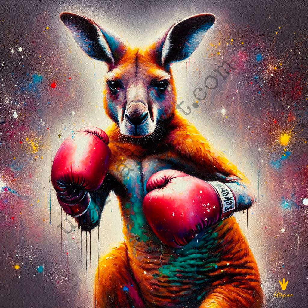 Lienzo canguro boxeador 70x70 | Leroy Merlin