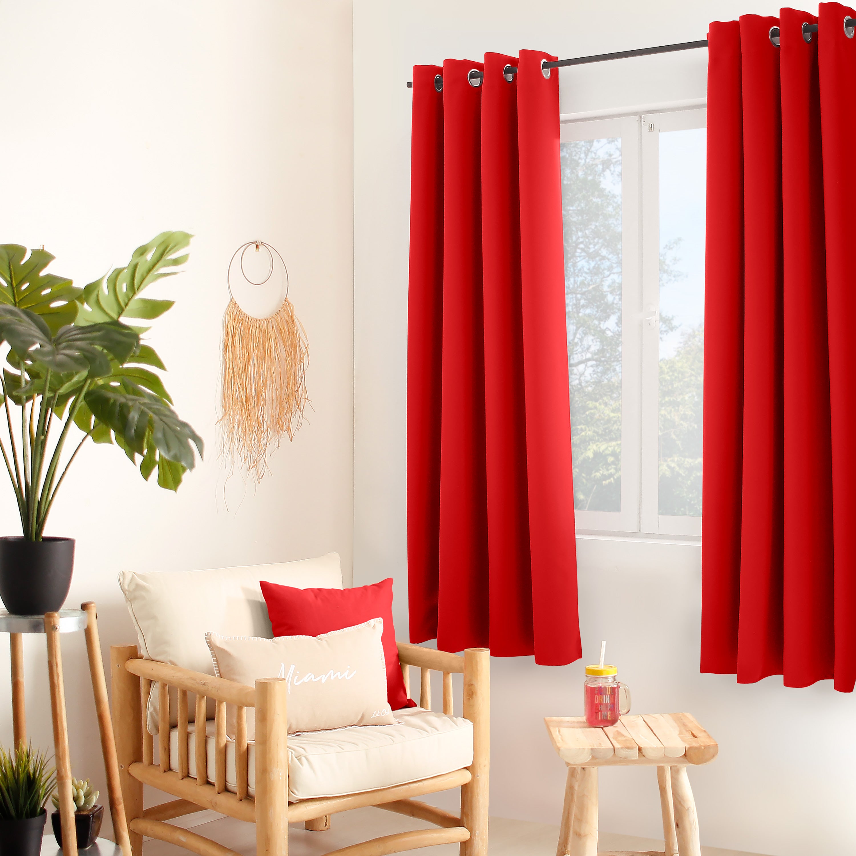 LOT de 2 Rideaux Thermique avec Œillets, Rouge, 135x180cm, 100% ...