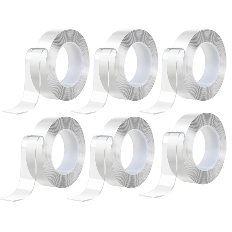Ruban adhésif transparent double face 6 pièces, colle nano transparente ...