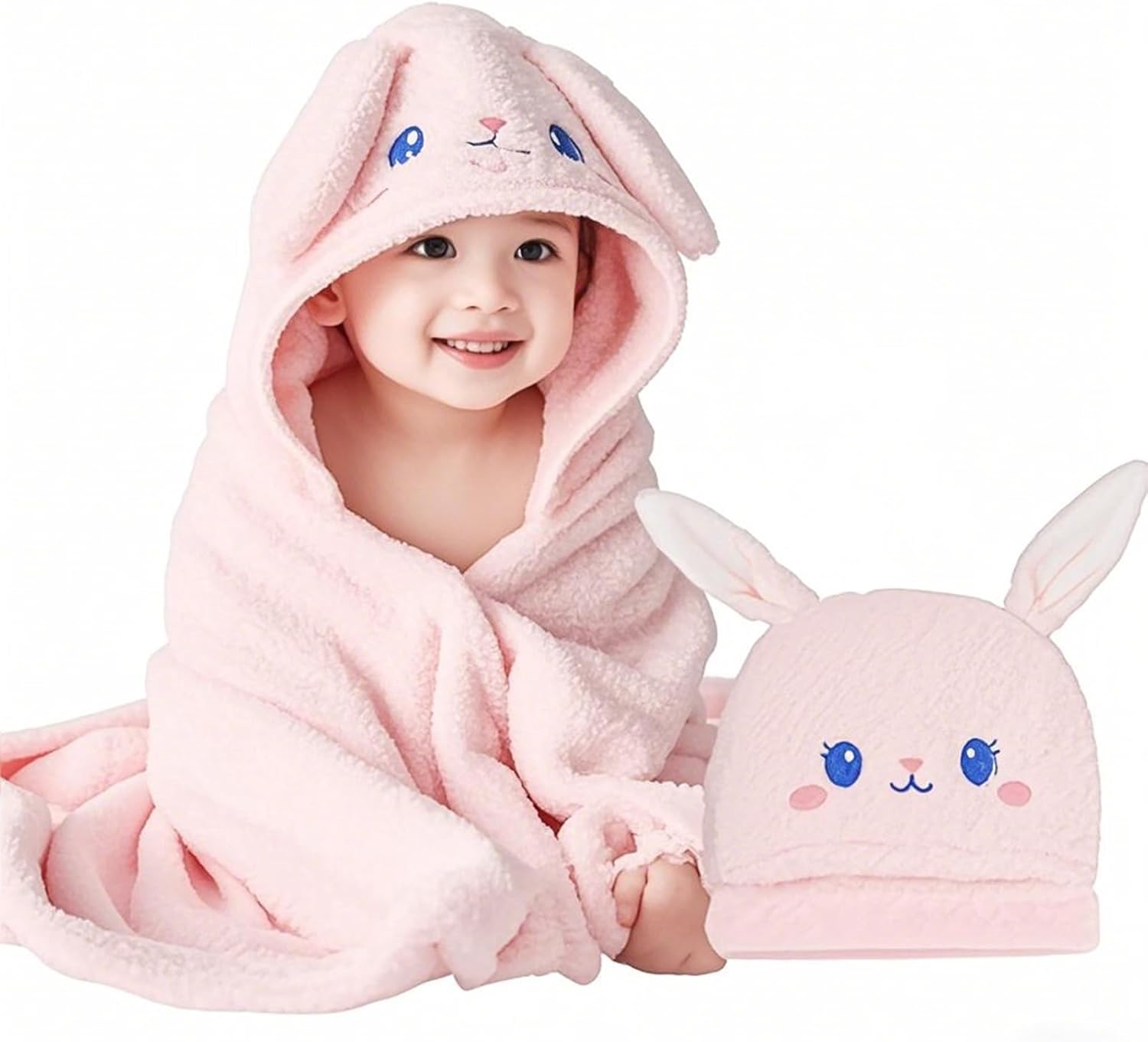 Serviette de bain à capuche pour bébé en polaire corail douce, motif ...