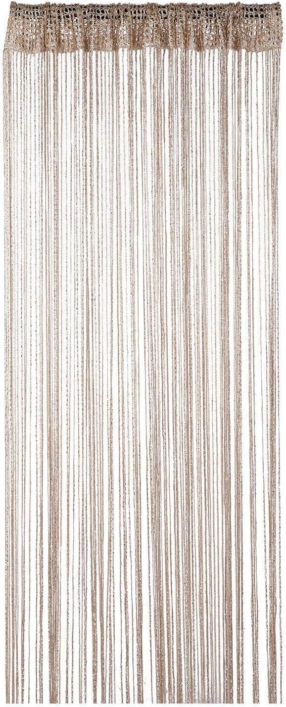 Cortinas de hilo color champán de 90 cm x 200 cm con panel de flecos de ...