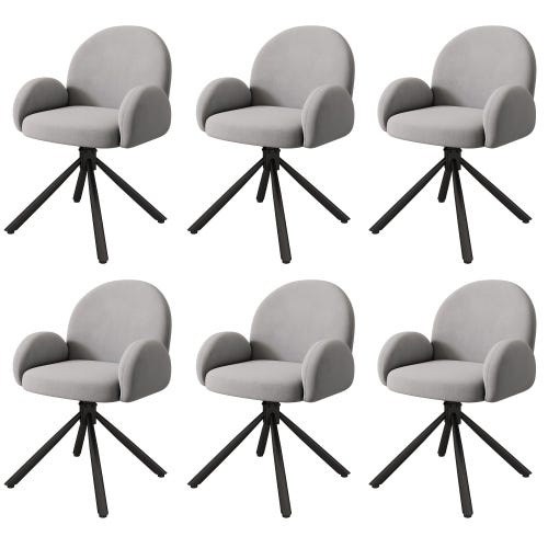 Chaise De Salle à Manger Pivotante Velours Lot De 6 Avec Accoudoirs