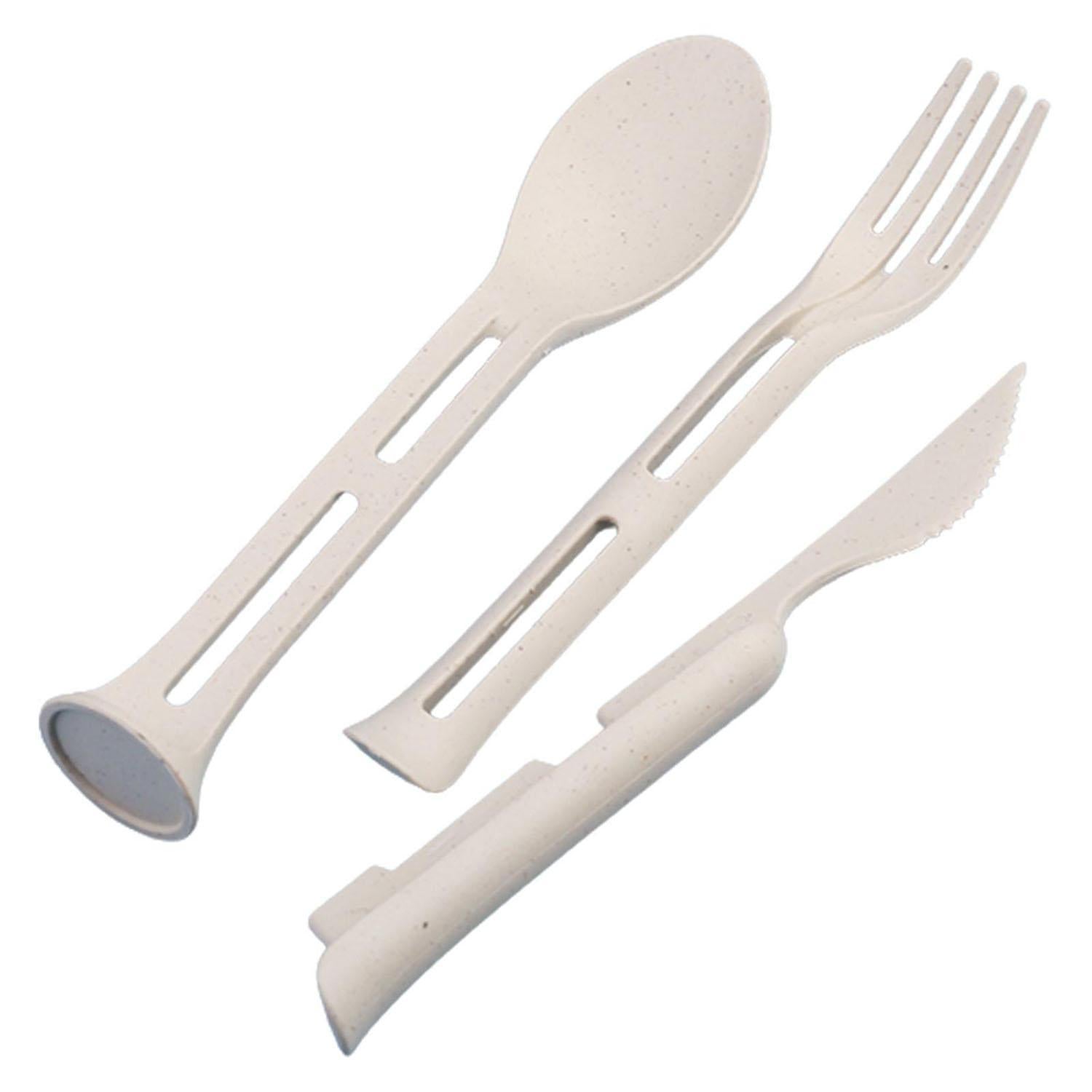 Set de cubiertos de viaje en color beige, 3 piezas esenciales | Leroy ...