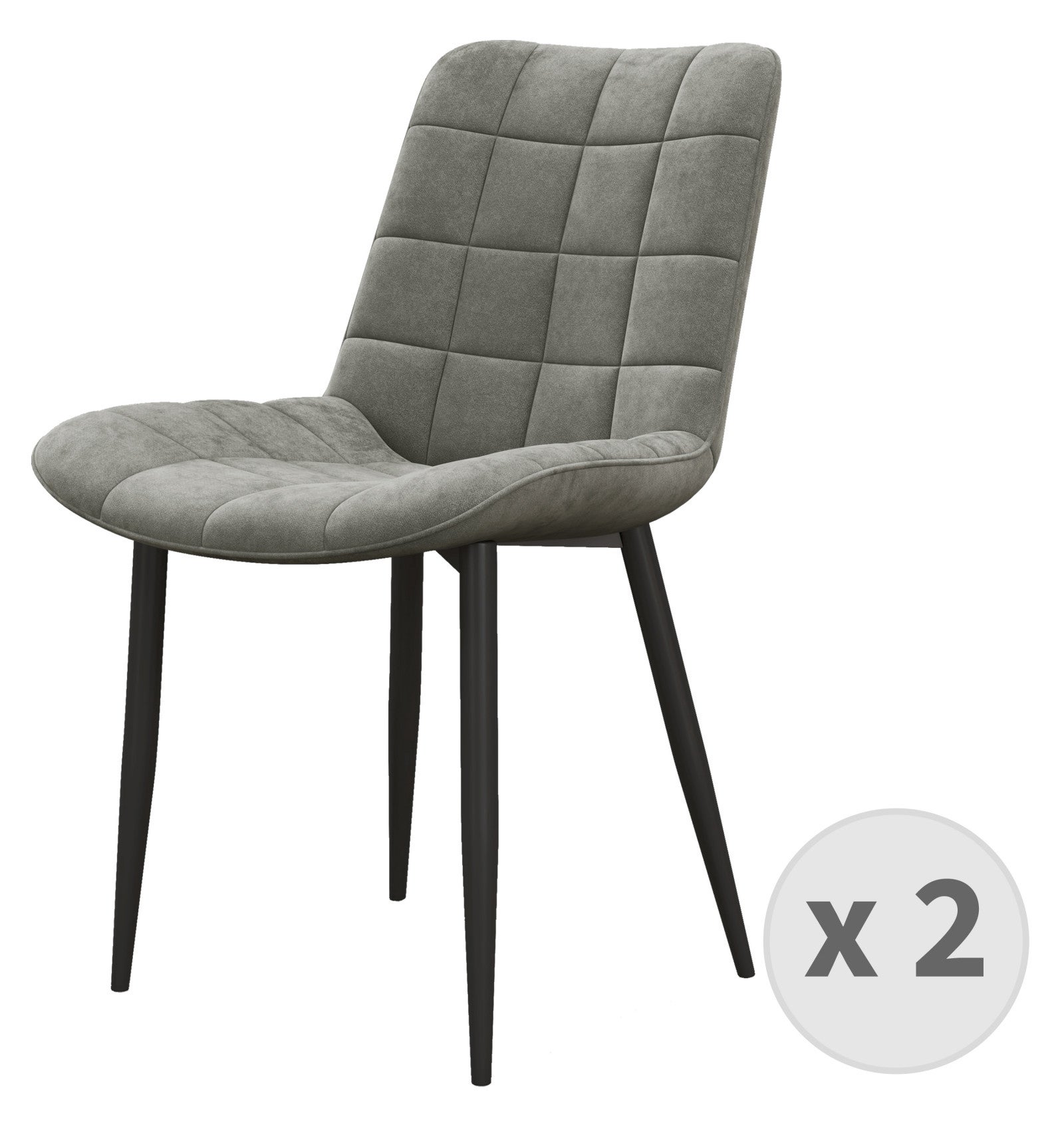 SACHA-Silla Terciopelo Gris Carbón y metal negro (x2) | Leroy Merlin