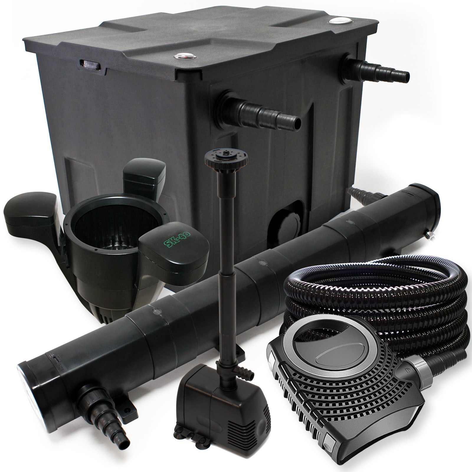 Wiltec Kit complet: CBF-350 Filtre de bassin jusqu'à 12000 L, NEO10000 ...