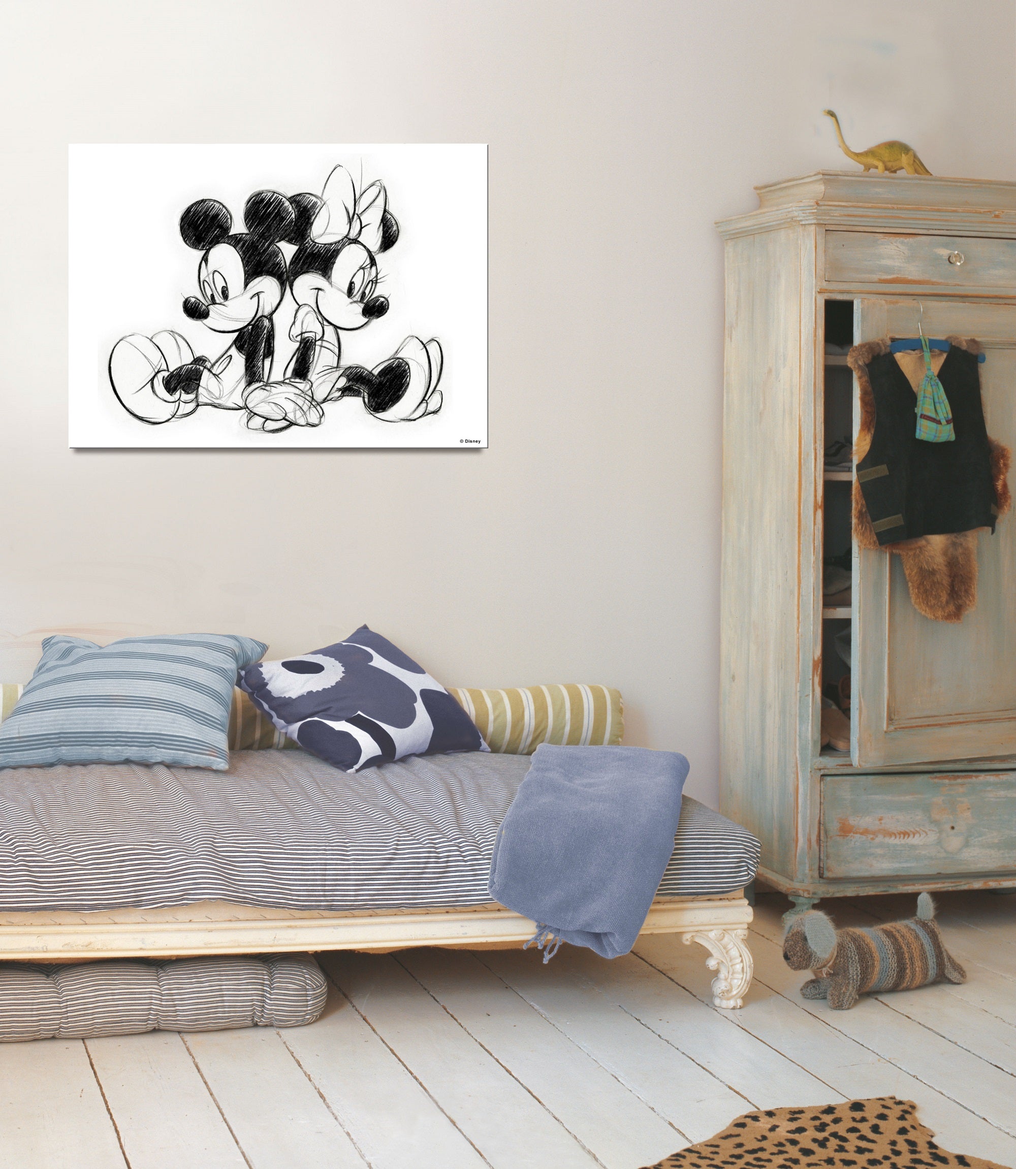 Toile imprimée Mickey & Minnie 70 x 50cm Noir, Blanc | Leroy Merlin
