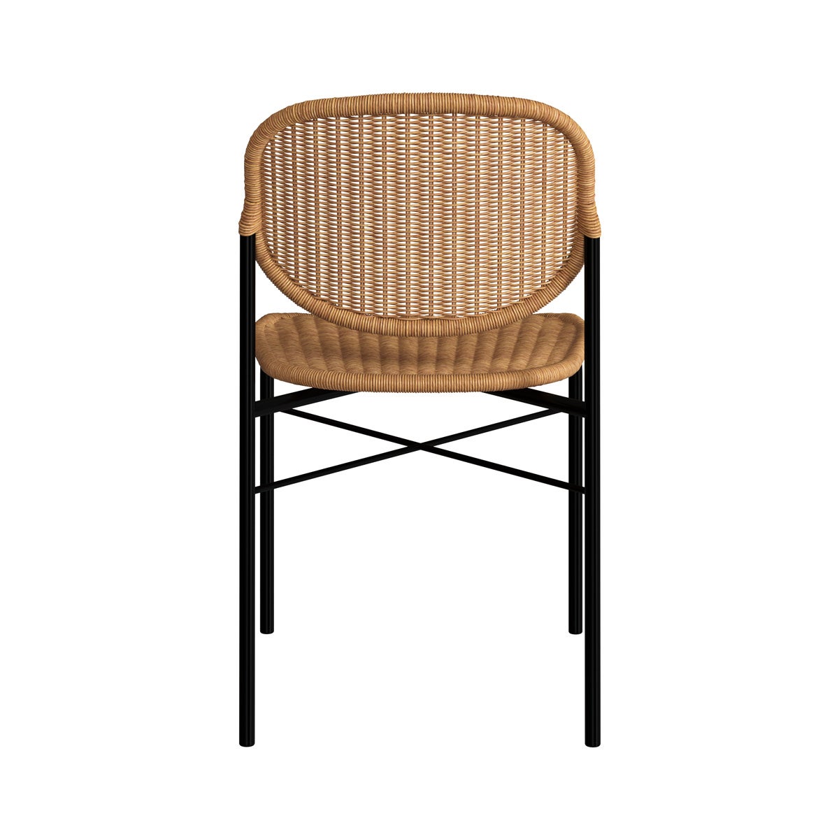 Lot de 2 chaises en résine tressée naturelle et pieds en métal - Messa ...