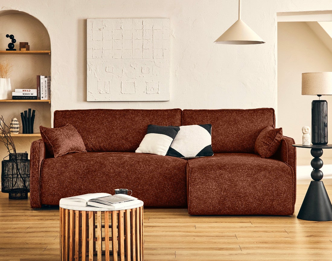 Canapé d'angle réversible convertible 4 places en tissu moucheté ...