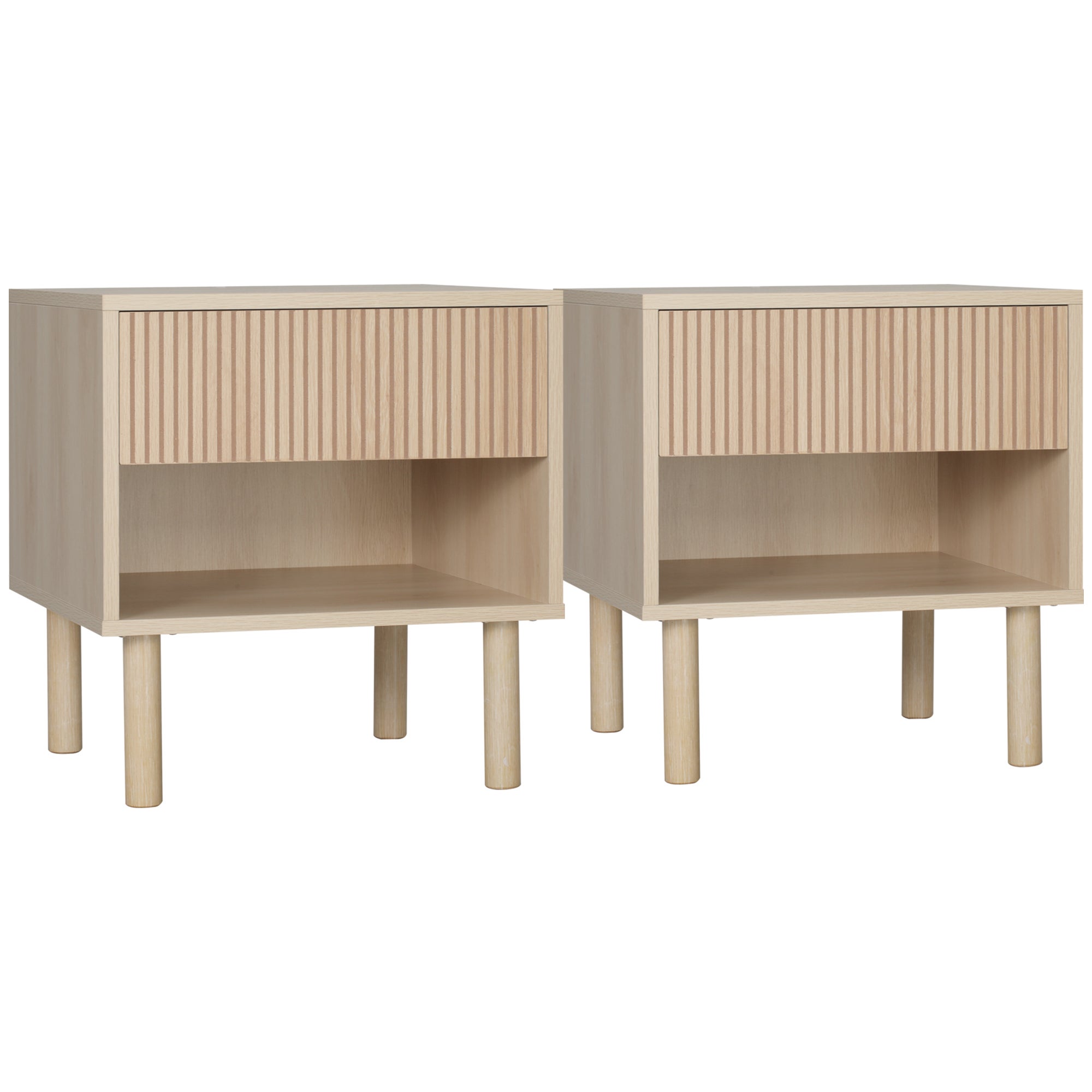 Lot de 2 tables de chevet table de nuit avec tiroirs et niches, style ...