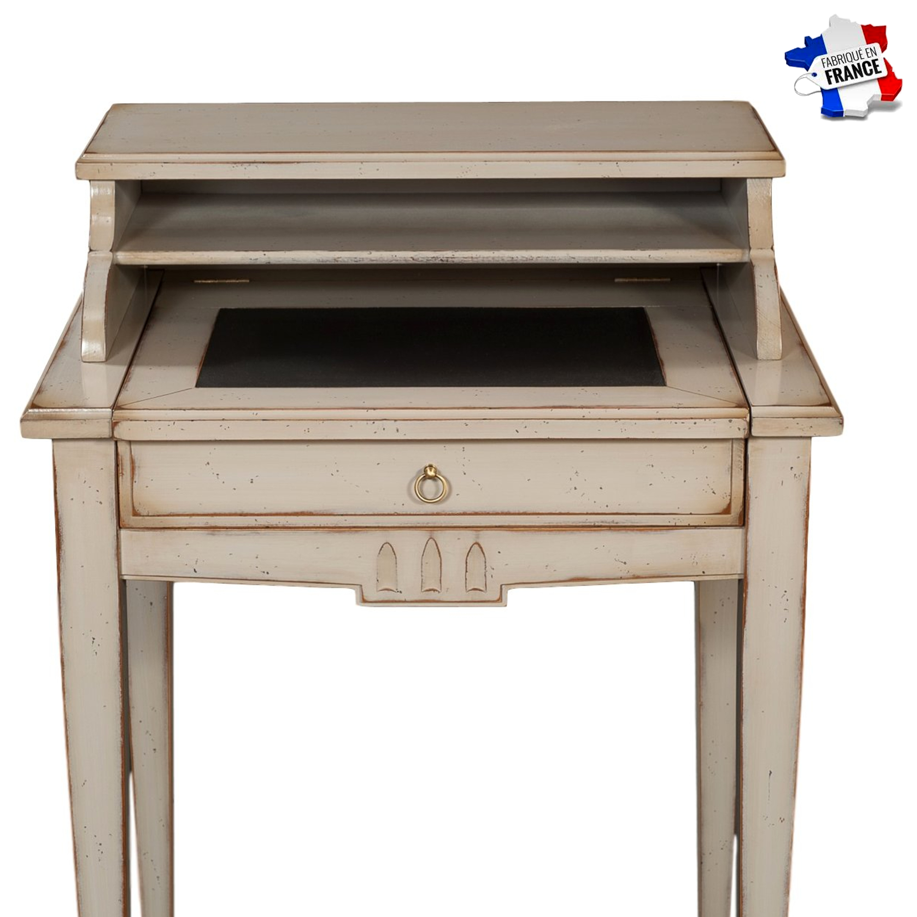 Bureau ordinateur avec sur-meuble et étagère en merisier massif ...