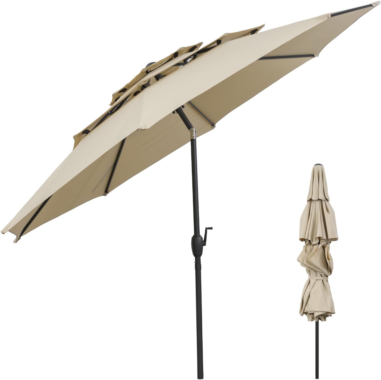 Parasol de Jardin Exterieur, Grand Parasol Inclinable 3M avec 30° Angle ...