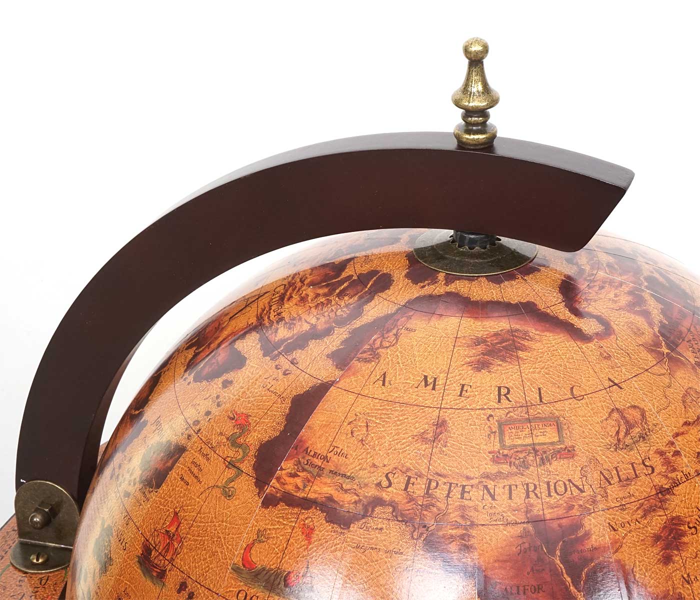 Globe terrestre, bar de salon HWC-T874, minibar roulant, bois d ...