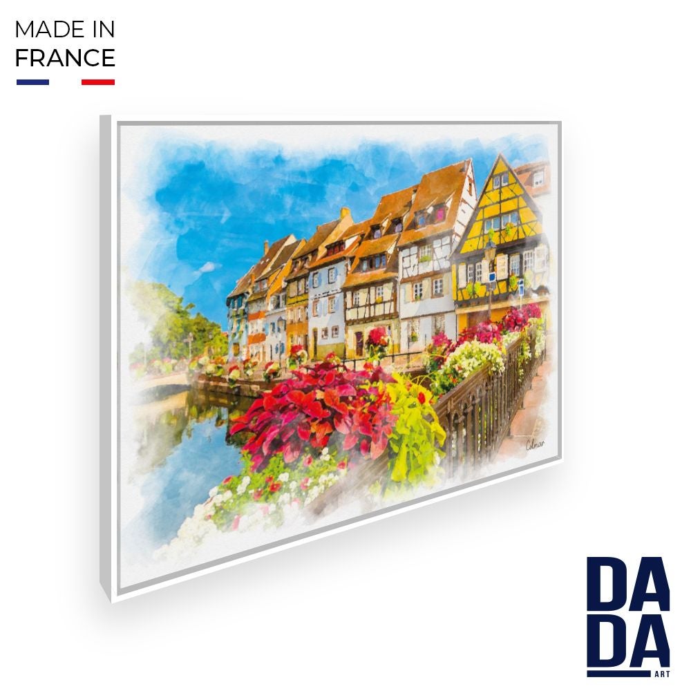 Tableau Canaux de Colmar / 45x60cm / Cadre Blanc / Fabriqué en France ...