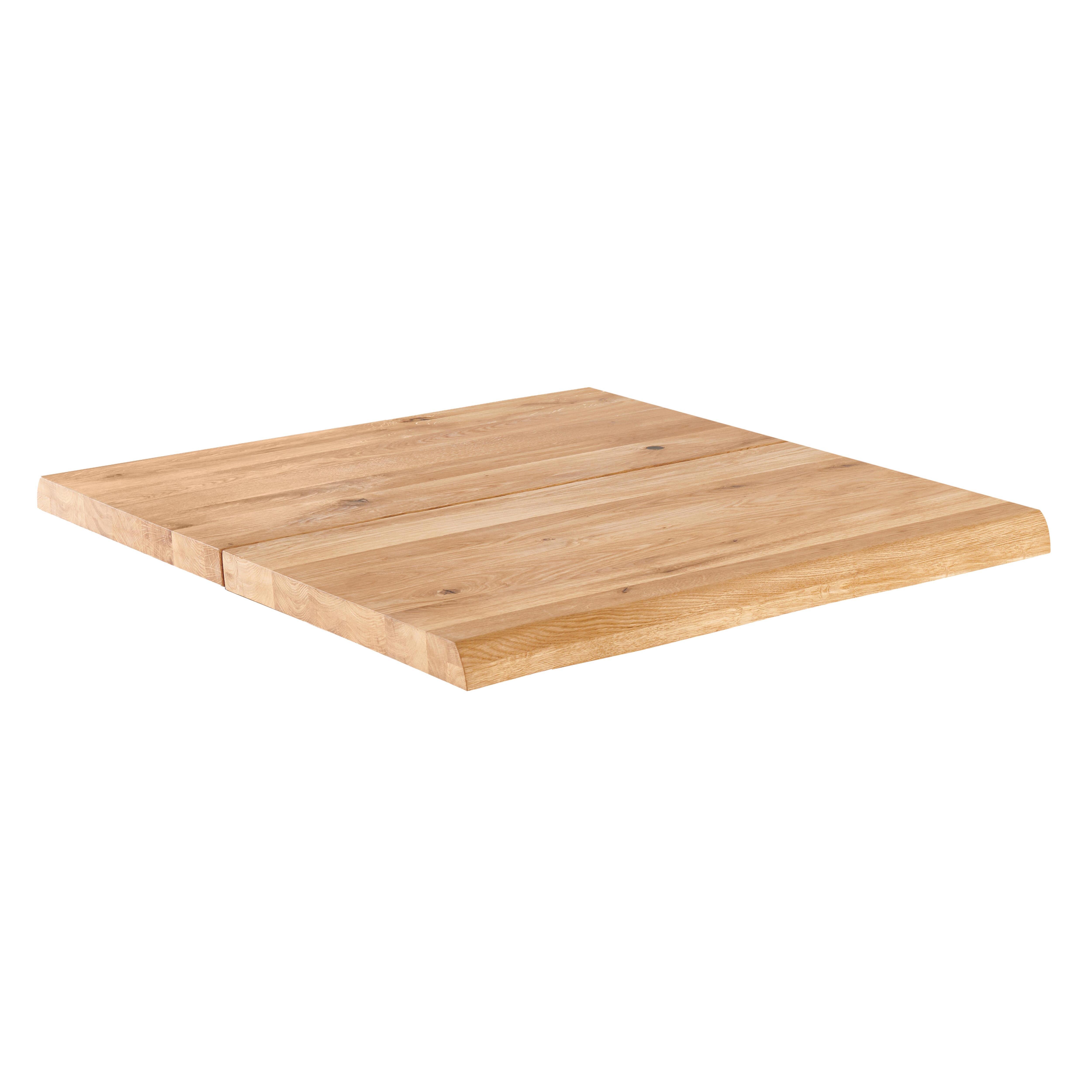 Plateau de table avec bords irréguliers (70 x 70 cm) en chêne Inga ...