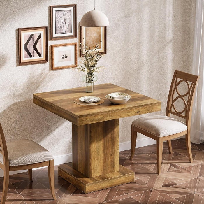 Tribesigns Table Carrée 80 cm pour 4 Personnes, Style Ferme avec Socle ...