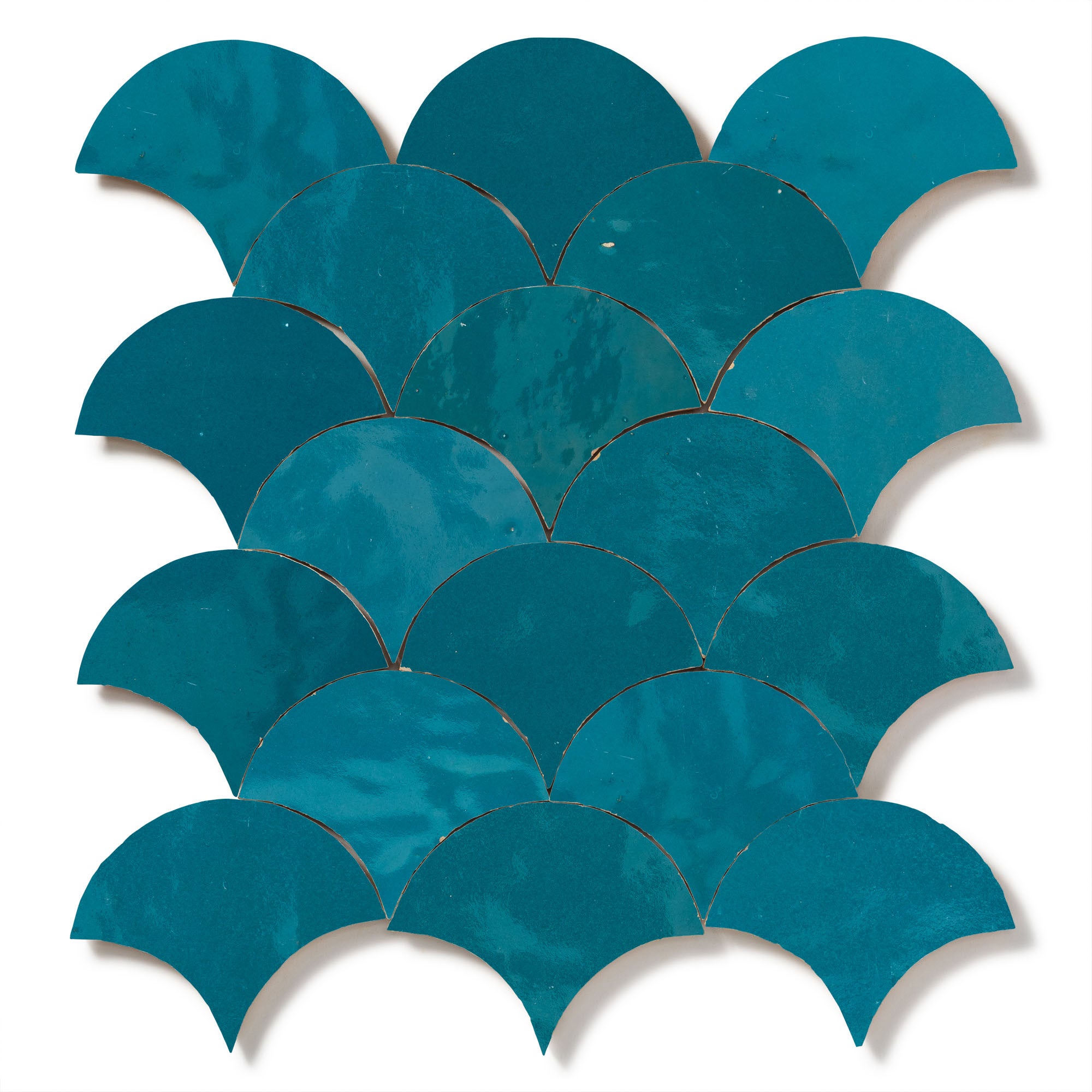 Zellige Marocain Artisanal Véritable - Bleu Turquoise Ecaille grand ...