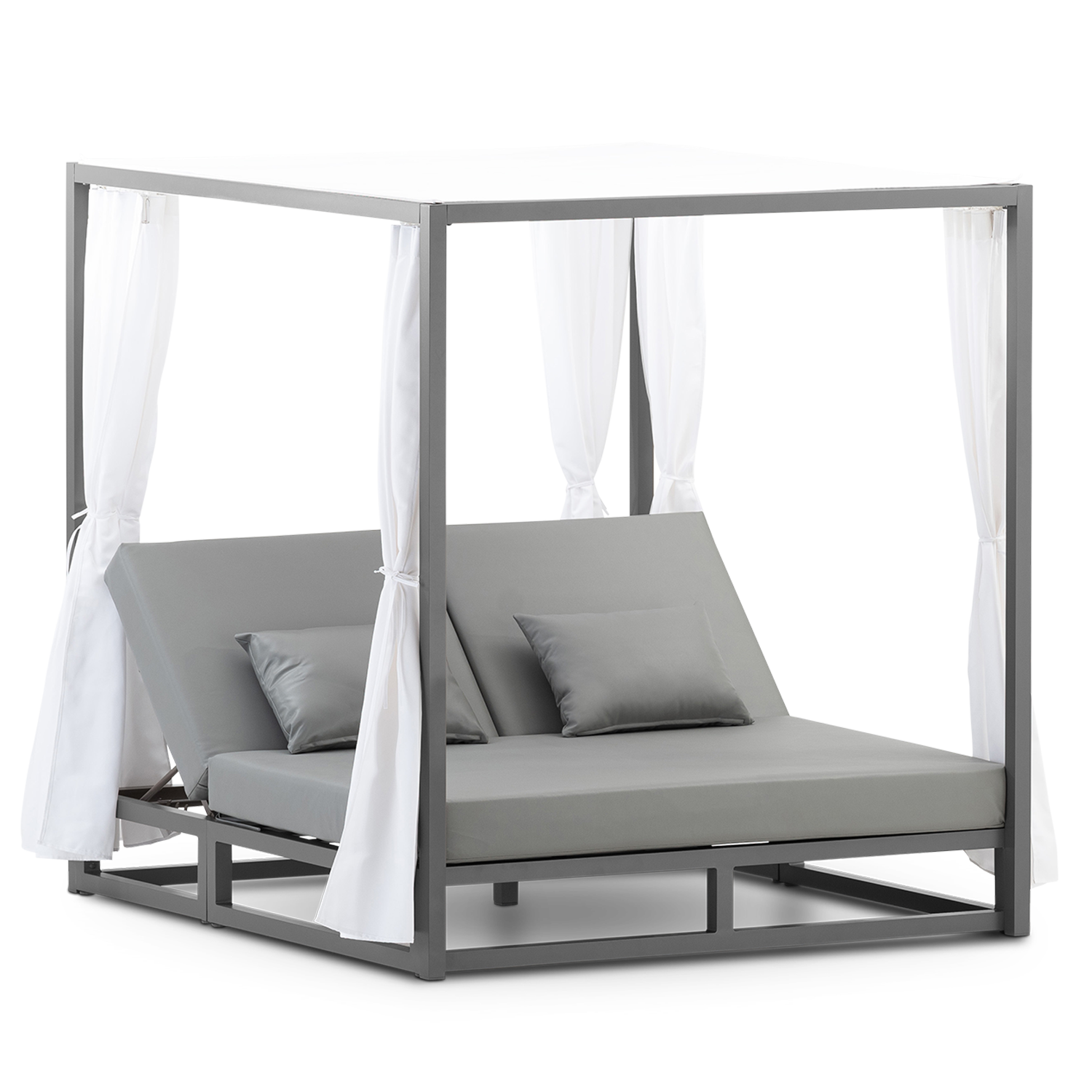 Lit balinais en aluminium anthracite coussin gris - Balinese | Leroy Merlin