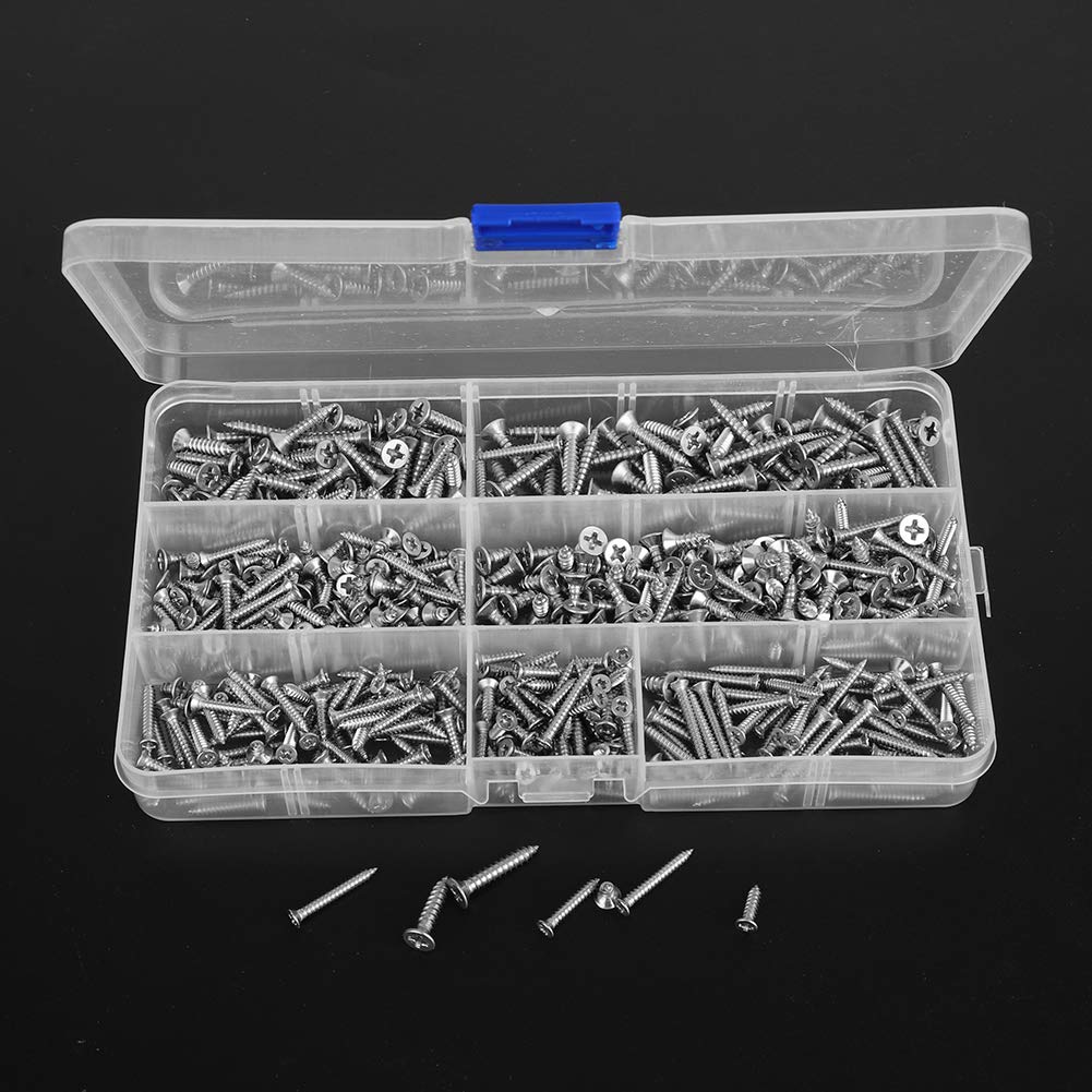 Lot de 600 vis autotaraudeuses à tête ronde en acier au carbone Q215 ...