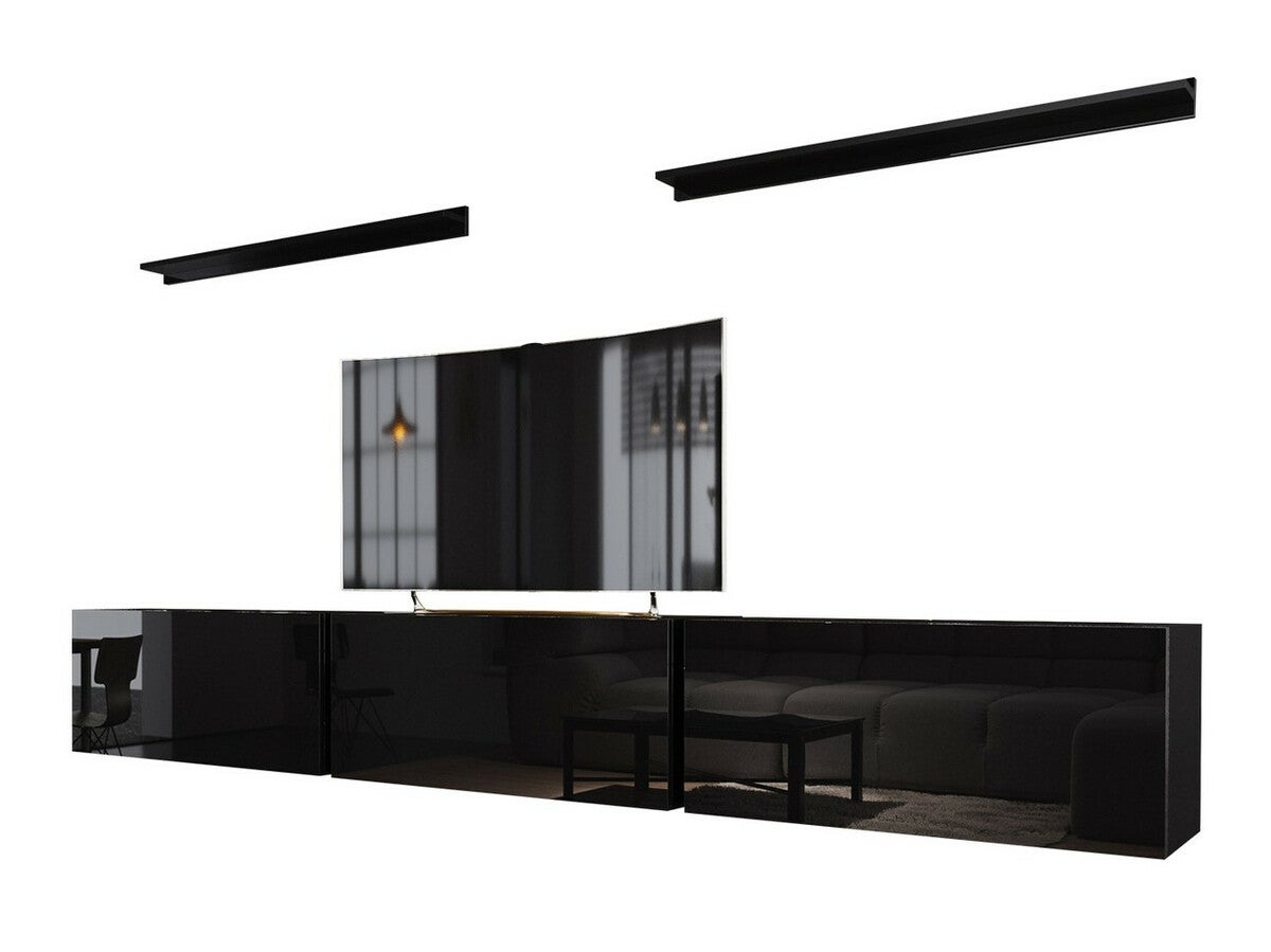 Ensemble de salon Hoover 101, Noir, Noir brillant, Avec table de TV ...