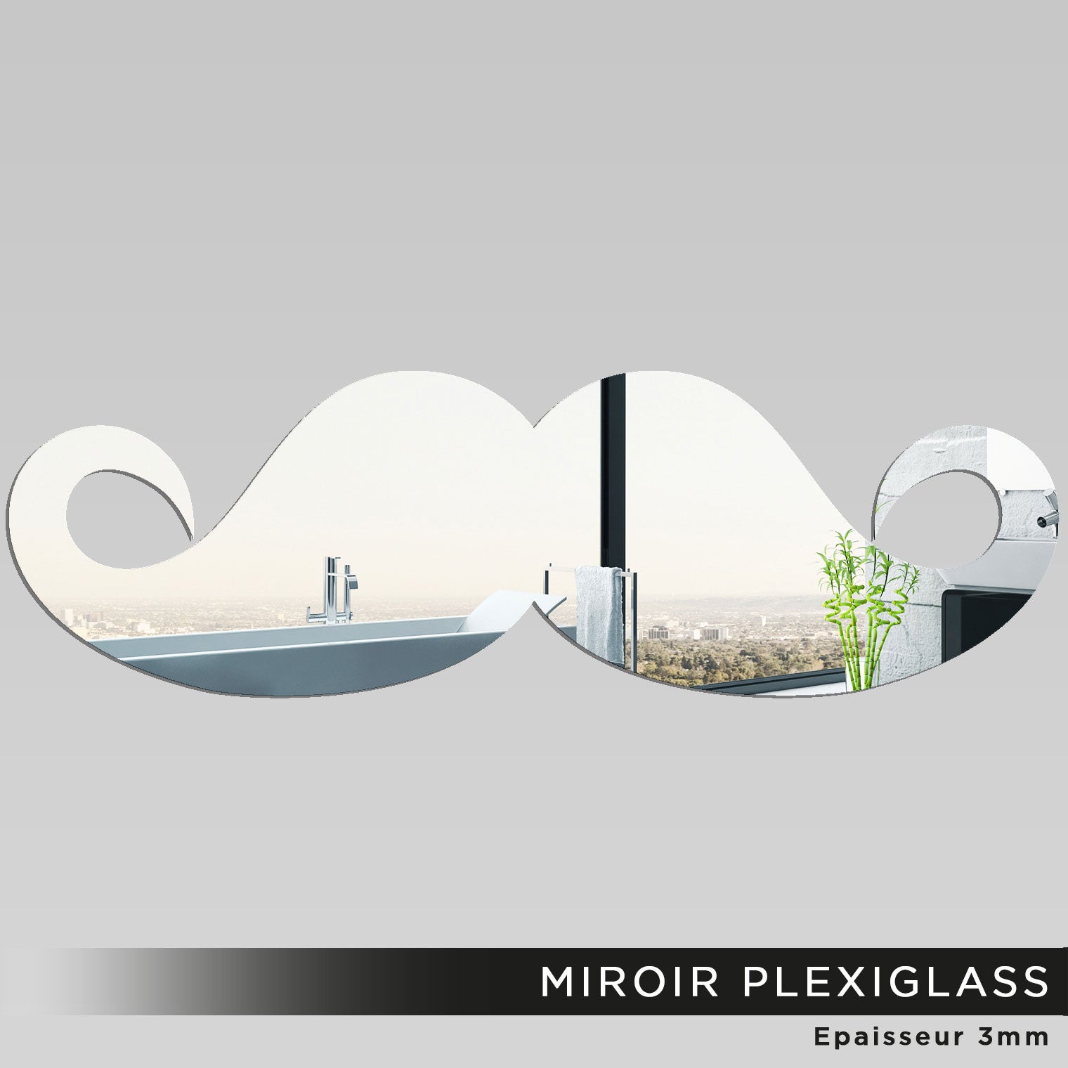 Miroir Plexiglass - Moustache 3617689976402 - 25x80 cm | Leroy Merlin