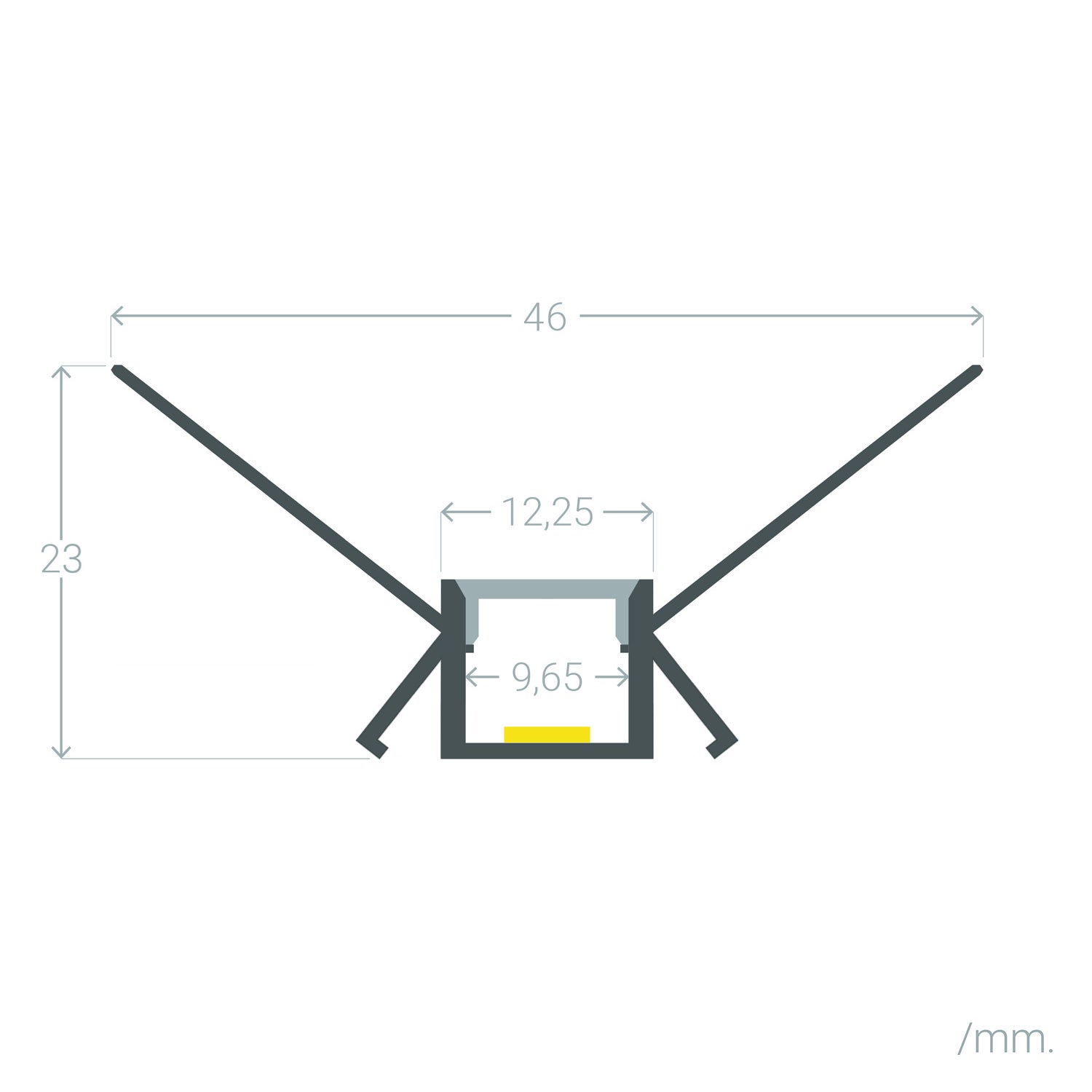 Profilé Aluminium Intégration Plâtre/Placo avec Capot Continu pour ...
