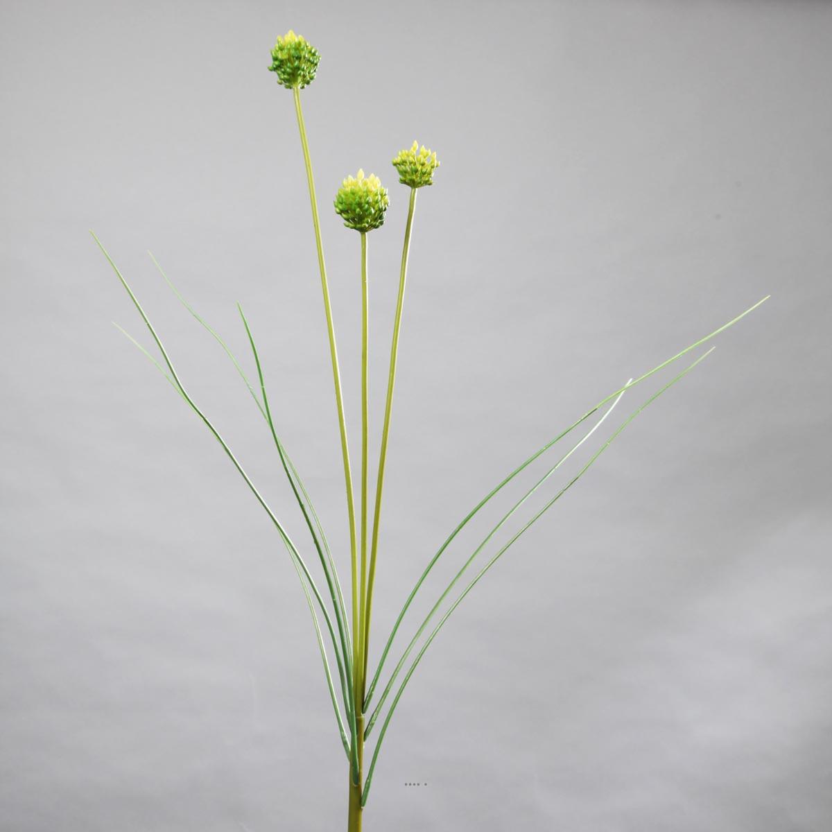 Fleurs d'oignon factices H80cm herbe en piquet plastique Jaune-vert ...