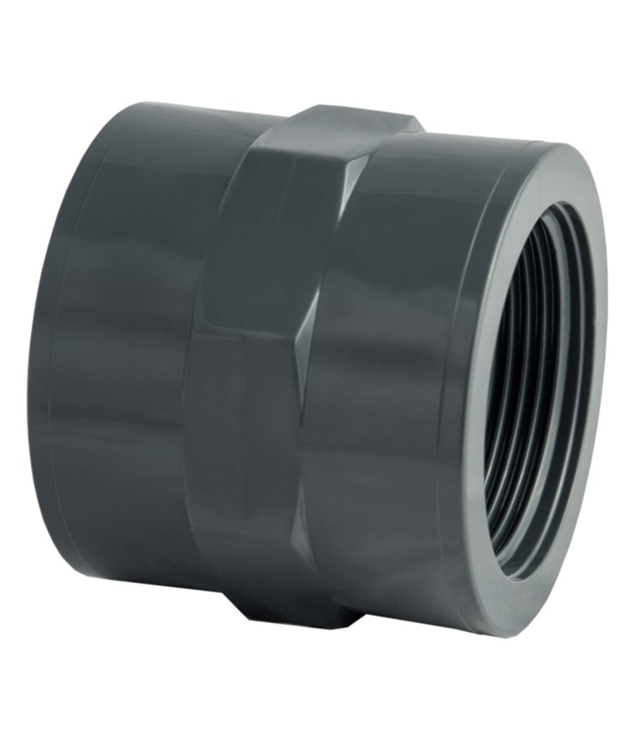 Manchon pression PVC mixte taraudé - Femelle / Femelle à coller . - Diamètre 63 mm - Taraudage ...