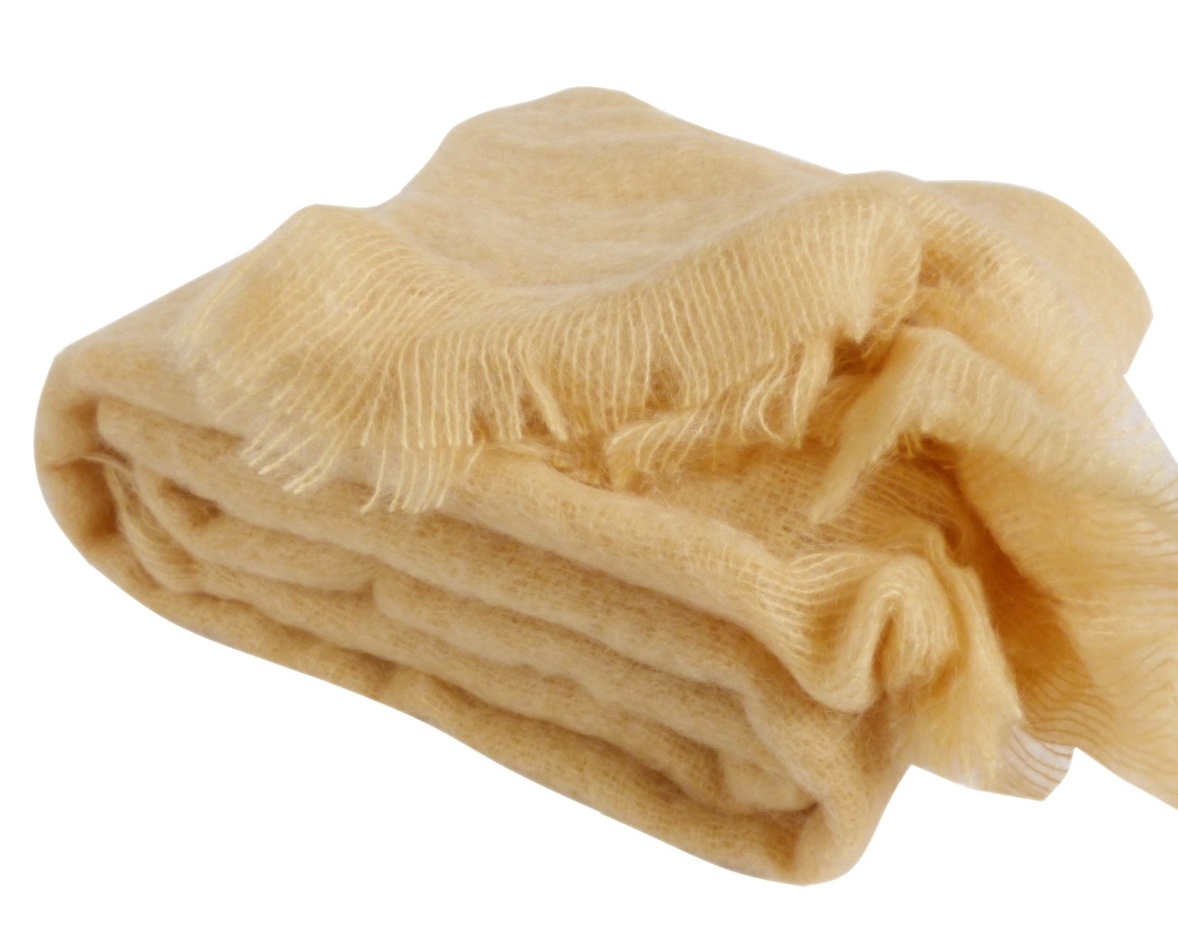Plaid en Laine Mohair Très Douce - Jaune Ocre - 130x180 cm - Mohair ...