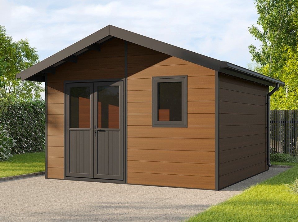 Abri de Jardin Composite ISORA - 15m2 Brun - Cabane Atelier / Abri Velo ...