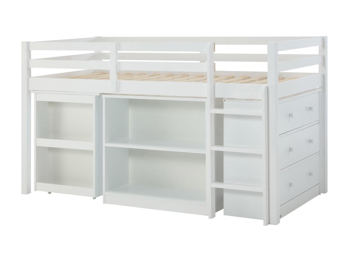 Cama combinada 90 x 190 cm con almacenamiento y escritorio extensible ...