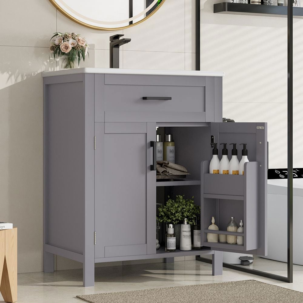 Meuble double porte gris 60×46×84.8 cm – Alternative au blanc – Plan de ...