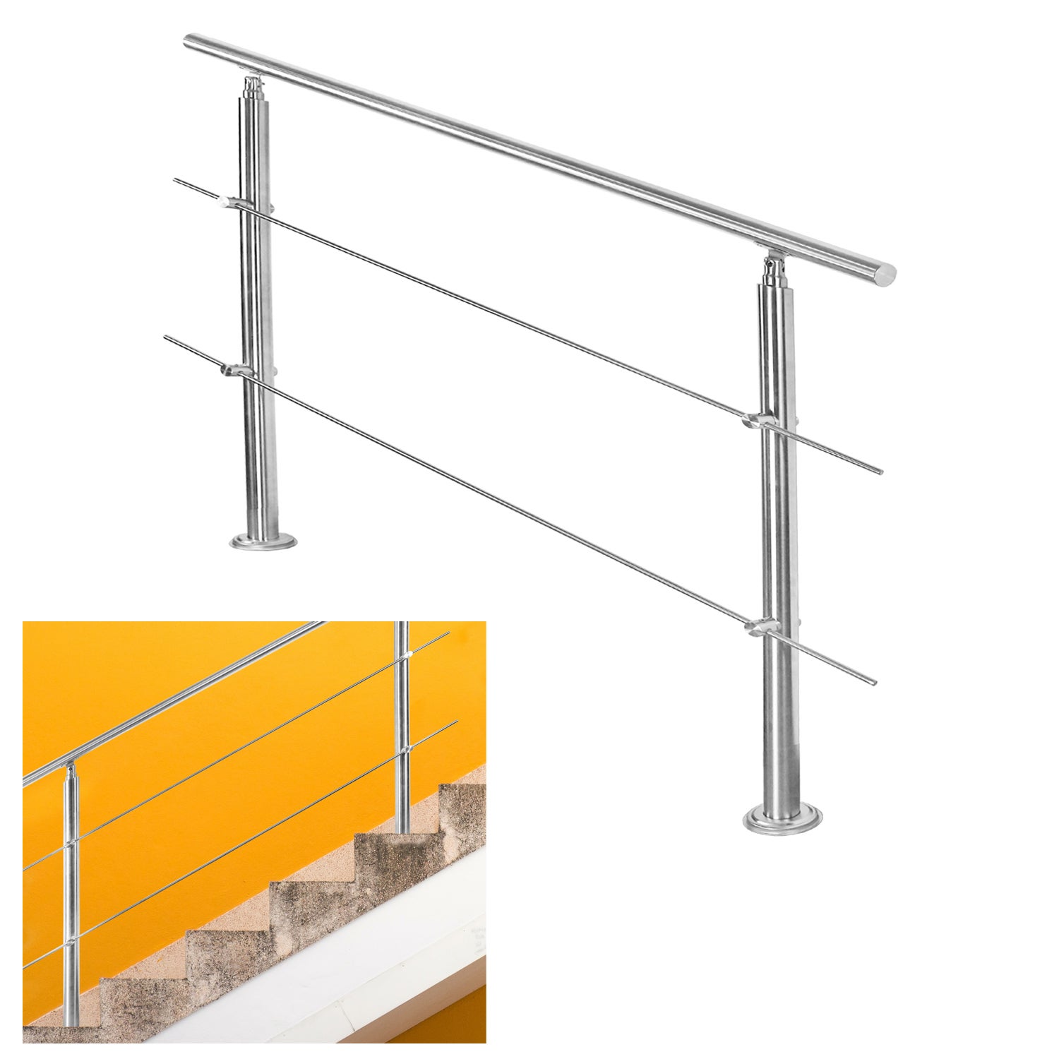 Rampa de acero inoxidable de riel de riel de escalera utilizable como ...