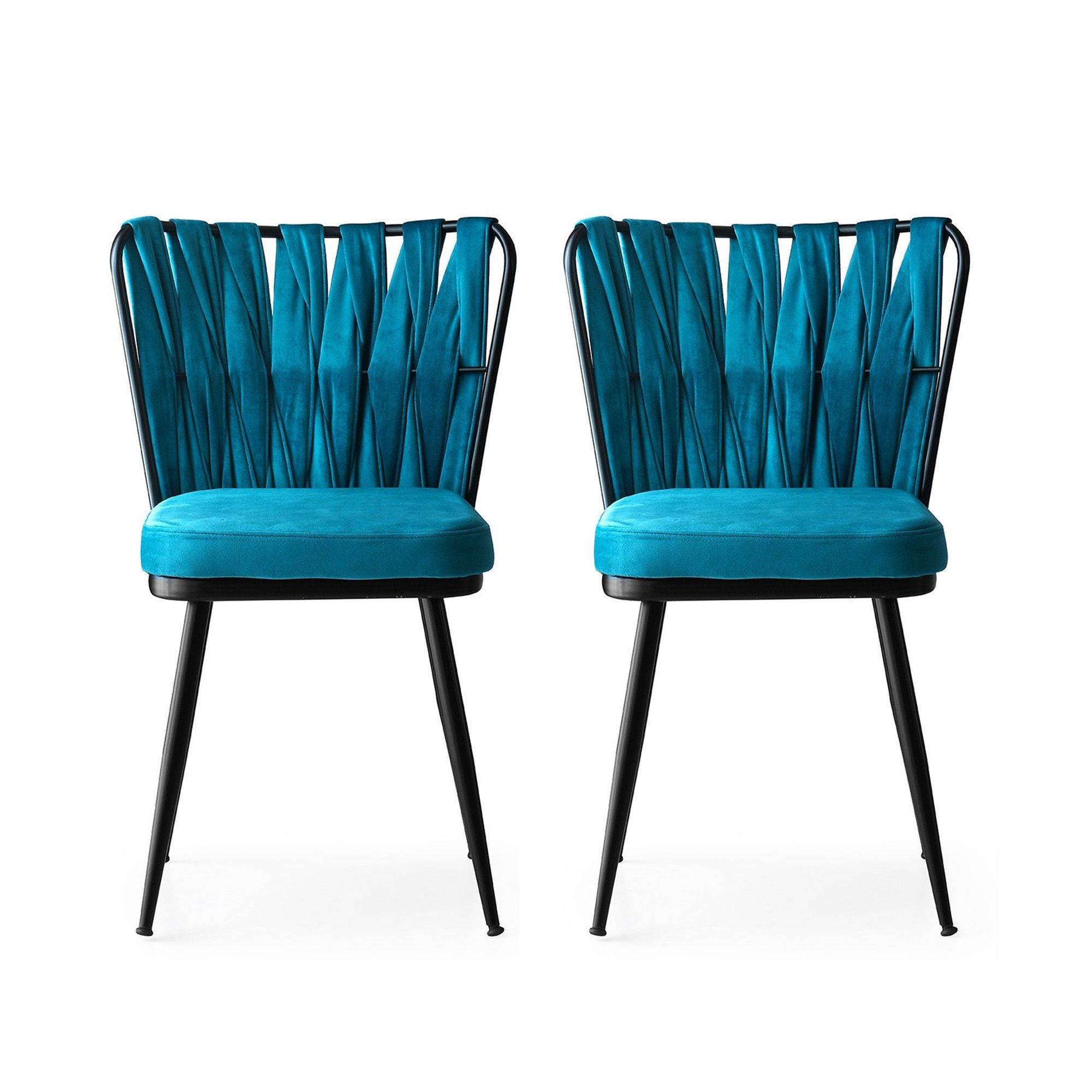 Conjunto de sillas Kailua 1648, Negro, Turquesa, 82x43x43cm, Tapiz ...