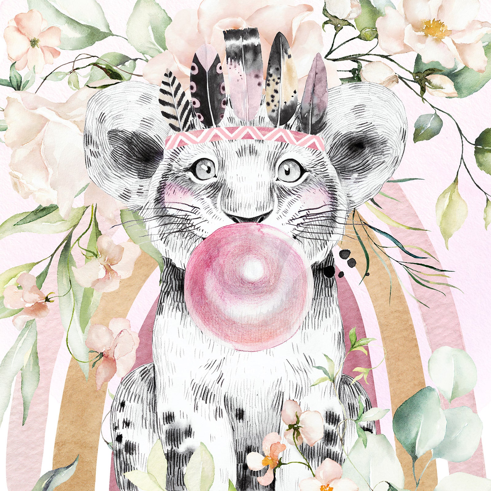 Papier peint panoramique Enfants - Lion bulle - Largeur 320 cm x ...