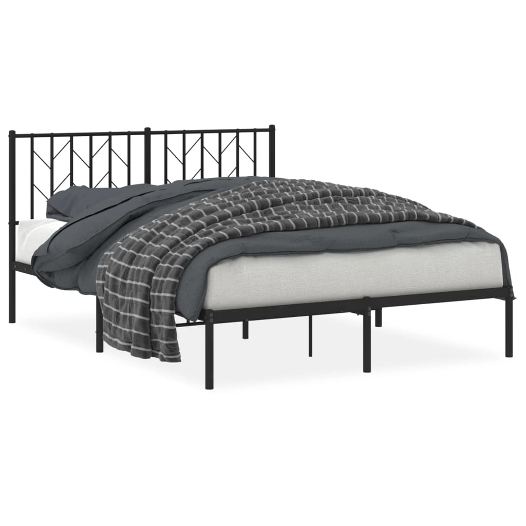 Cadre de lit sans matelas avec tête de lit en métal noir 140x200 cm ...
