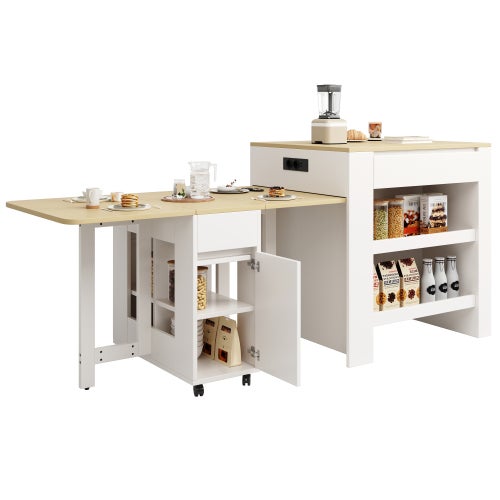 Table haute extensible avec espace de rangement (110-214×78×97,5 cm ...