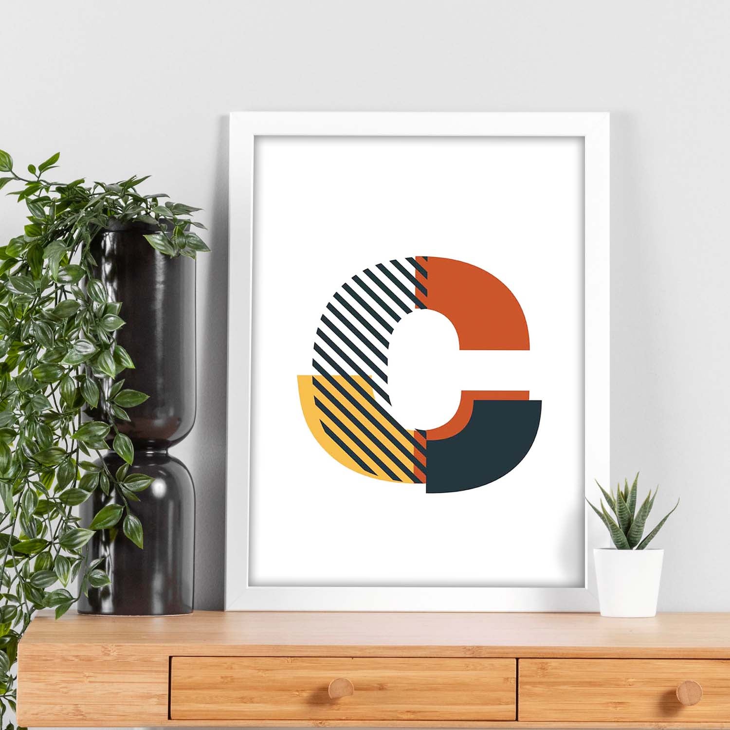 Affiche De Lettre C. Lame De Style Géométrie Avec Des Images D'alphabet ...