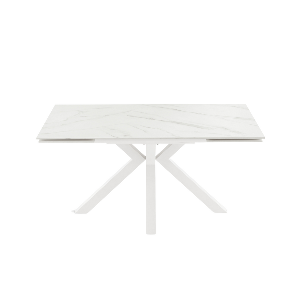 Table extensible blanche en pierre frittée effet marbre avec 2 ...