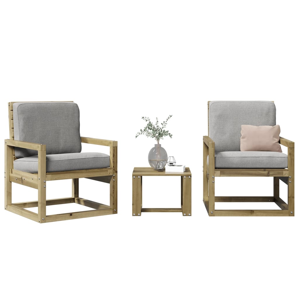 Muebles de jardín 3 piezas de madera de pino impregnada. | Leroy Merlin