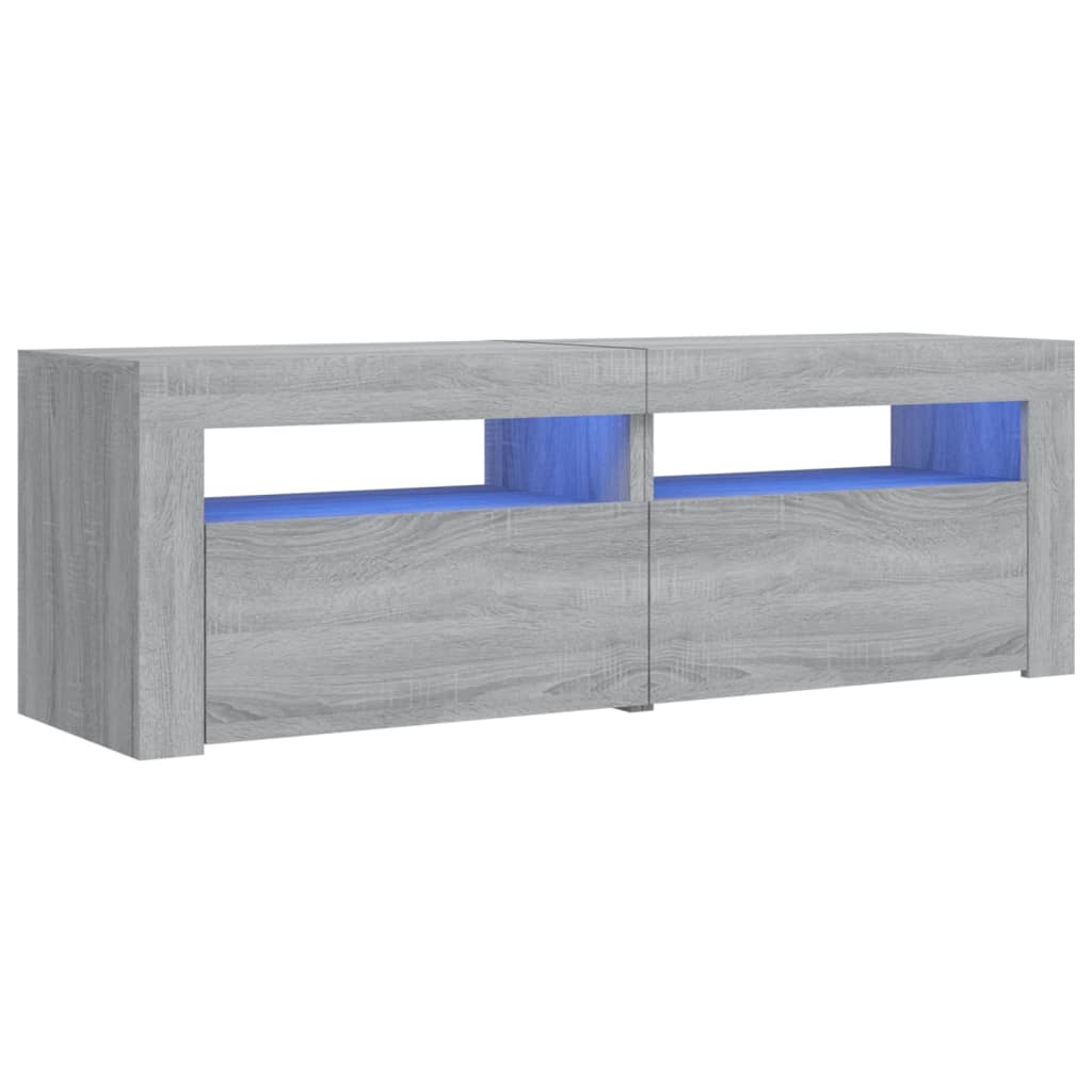 Mueble de TV Sonoma gris con iluminación LED 120x35x40 cm | Leroy Merlin