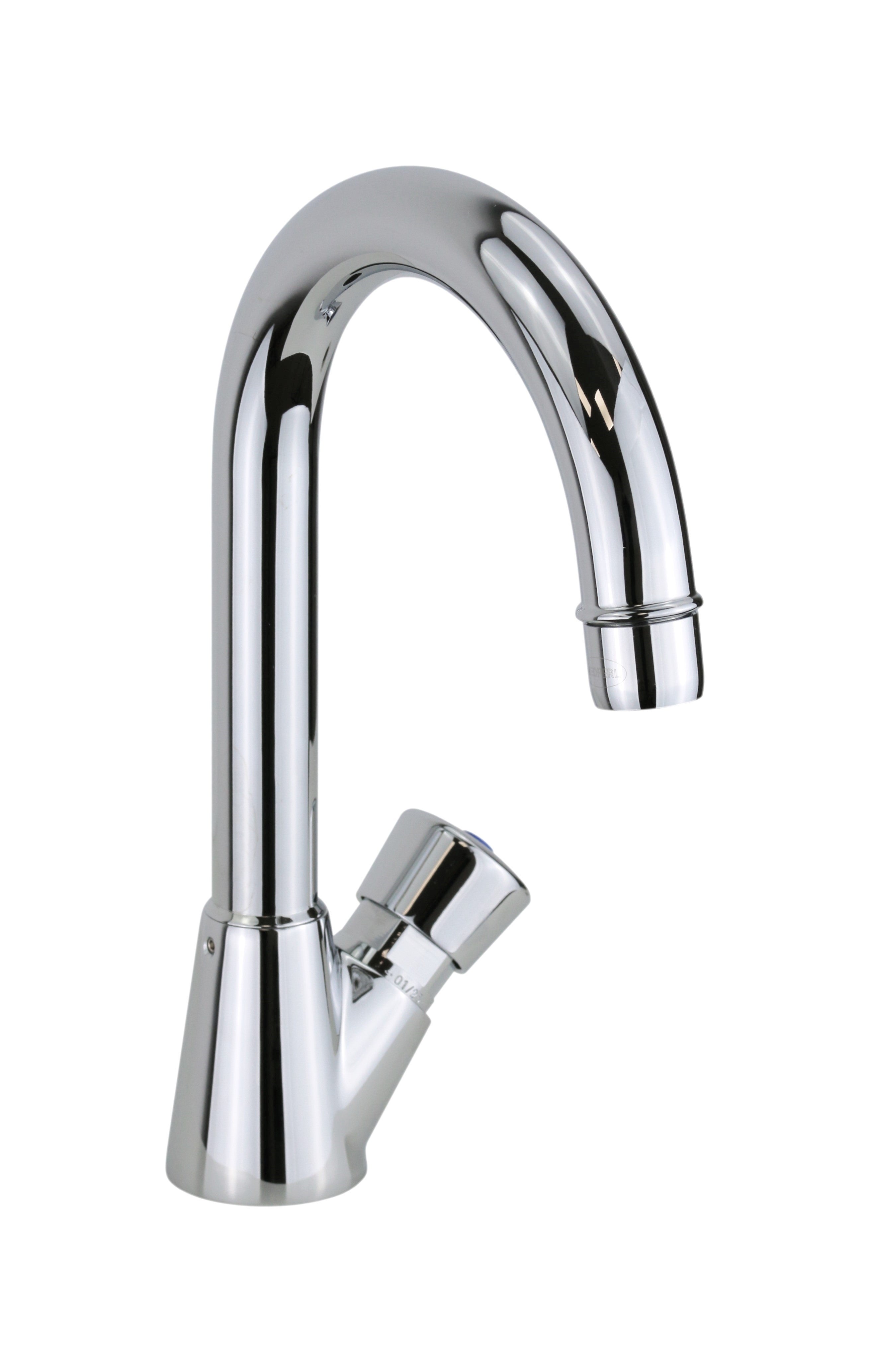 Robinet temporisé simple eau avec bec haut orientable en laiton chromé ...