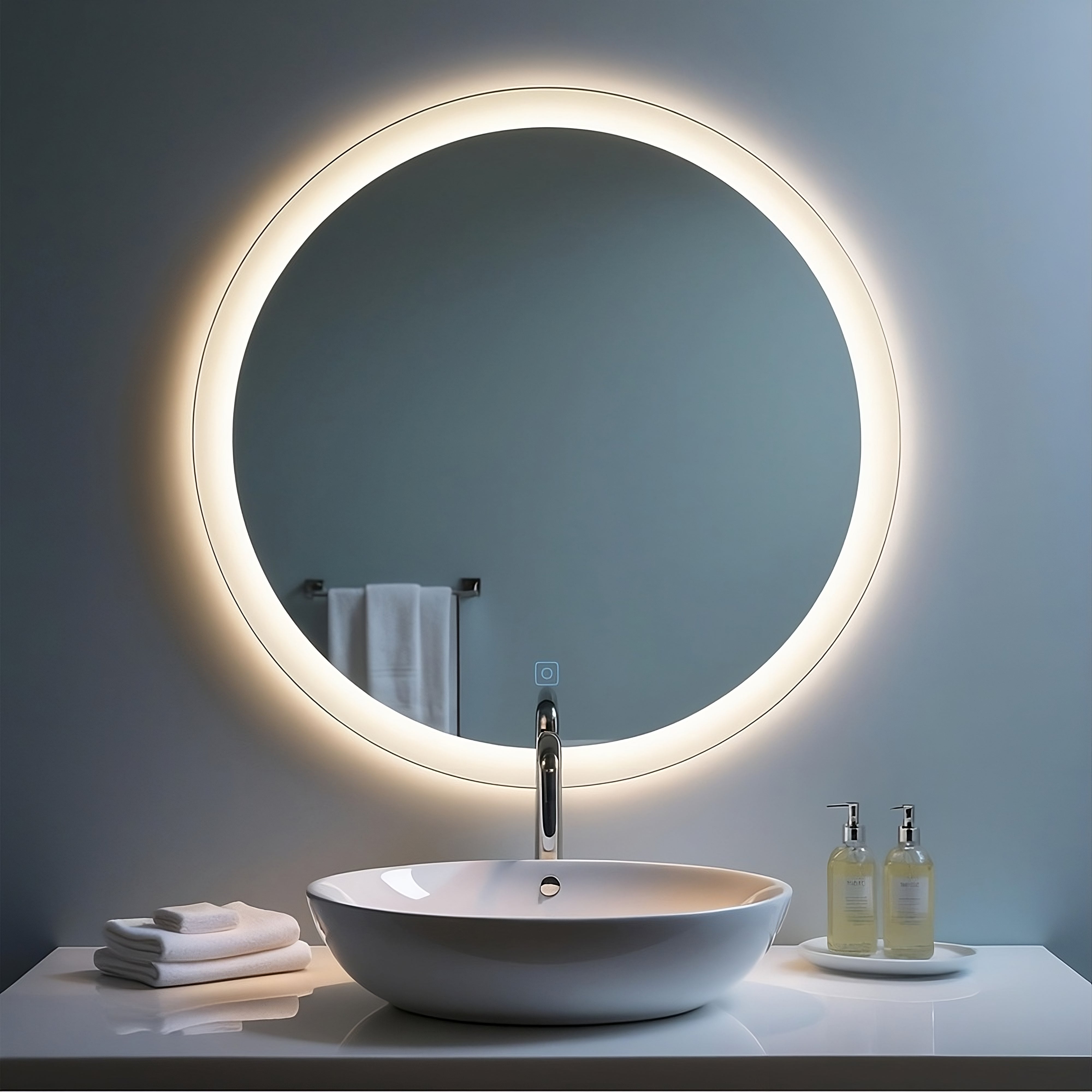 SANILAND Miroir Rond LED pour Salle de Bain - Éclairage Intégré, Anti ...