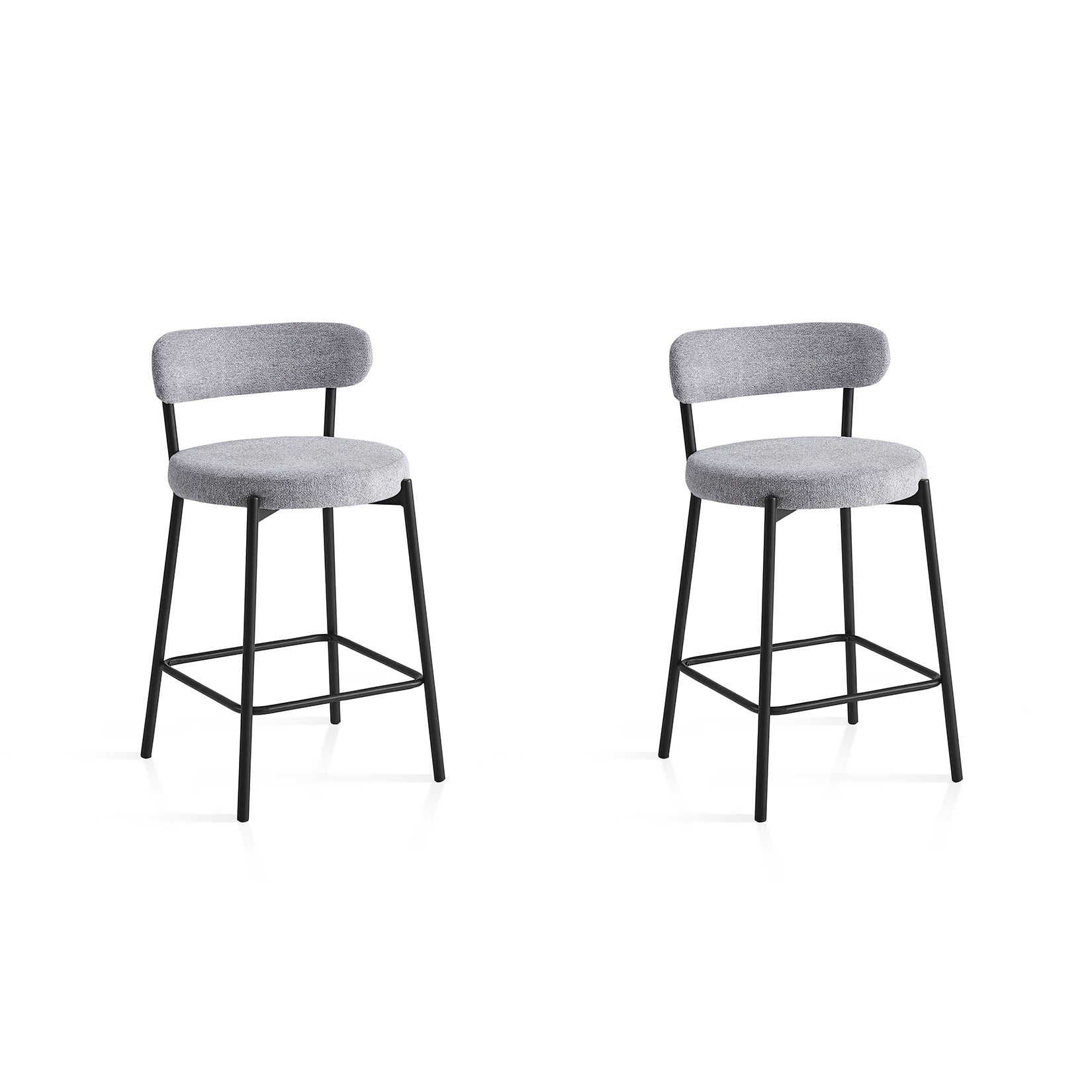 Set de 2 taburetes bajos de comedor, modelo Harlem en textil gris ...