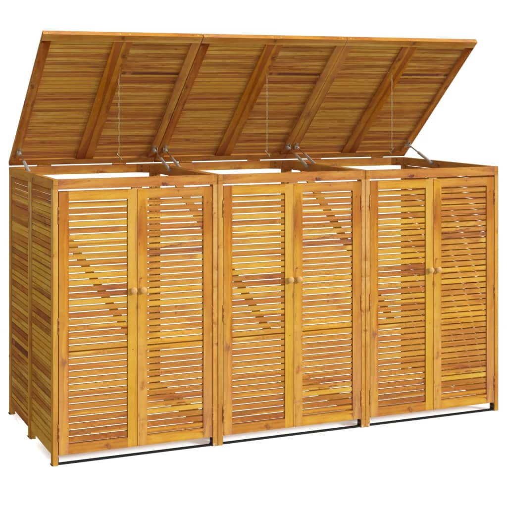 Abri triple pour poubelle en bois d'acacia 210x89x117cm | Leroy Merlin